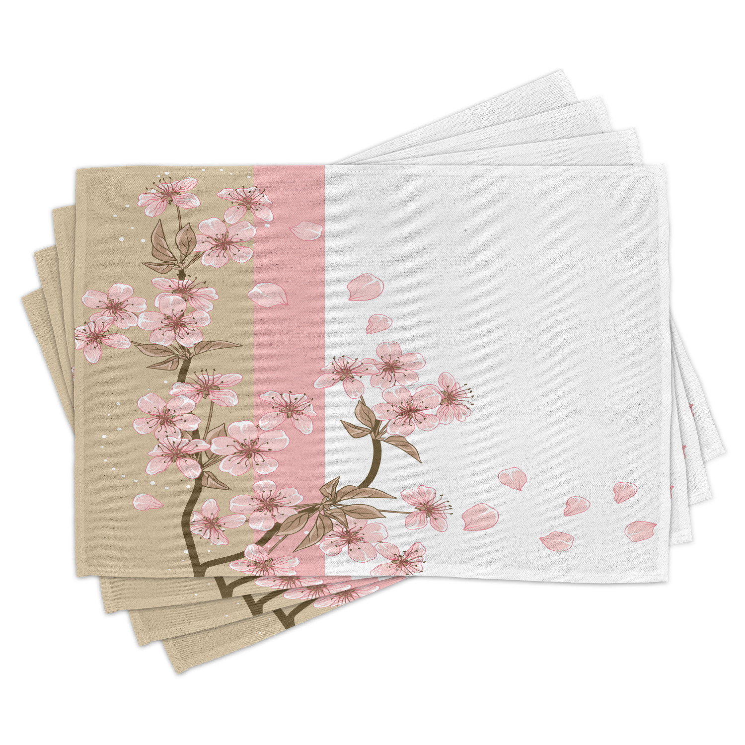 Ambesonne Japanese Place Mats Set of 4, Romantic Sakura Blooms ...