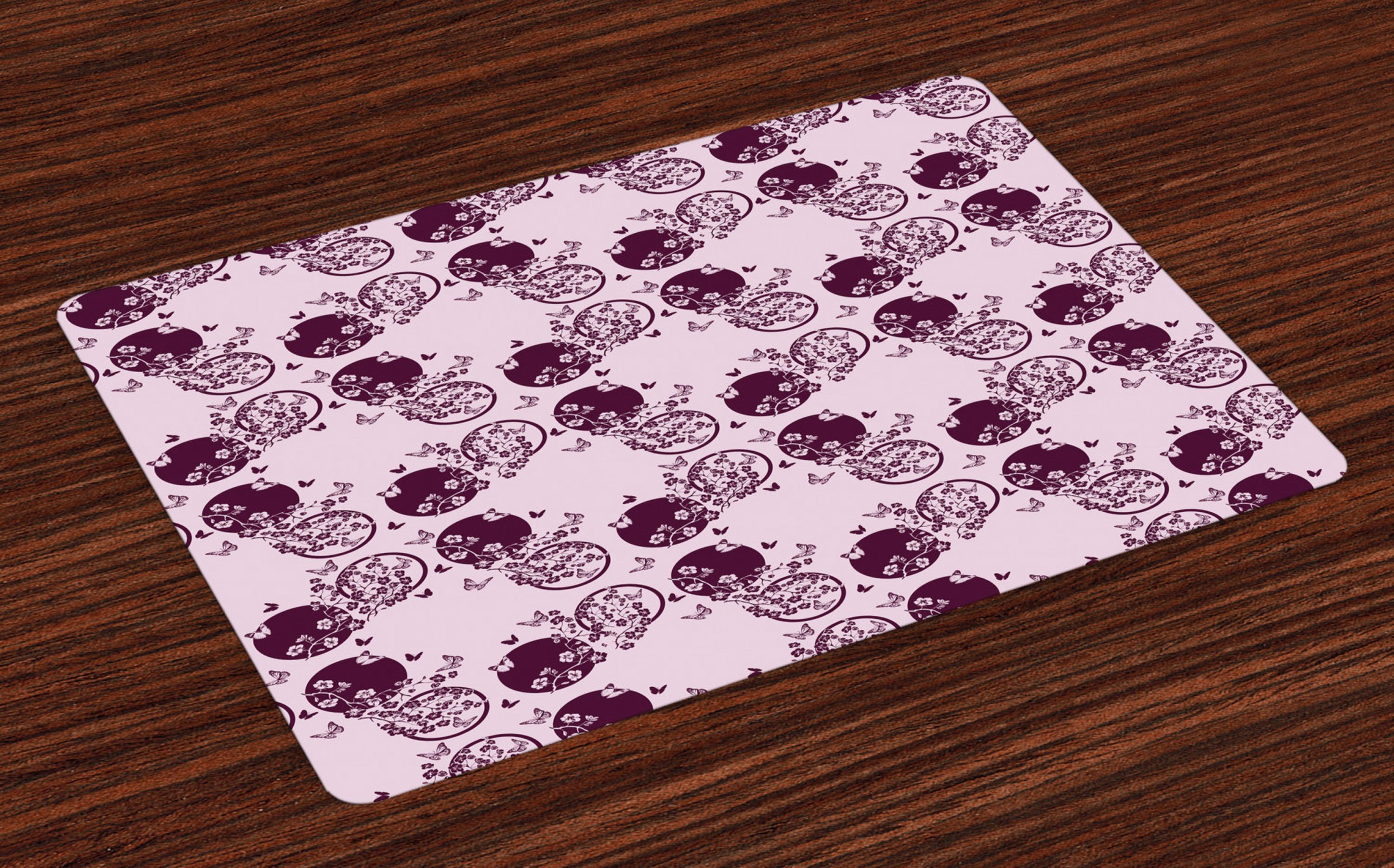 Ambesonne Japanese Place Mats Set of 4, Sakura Blossom Pattern ...