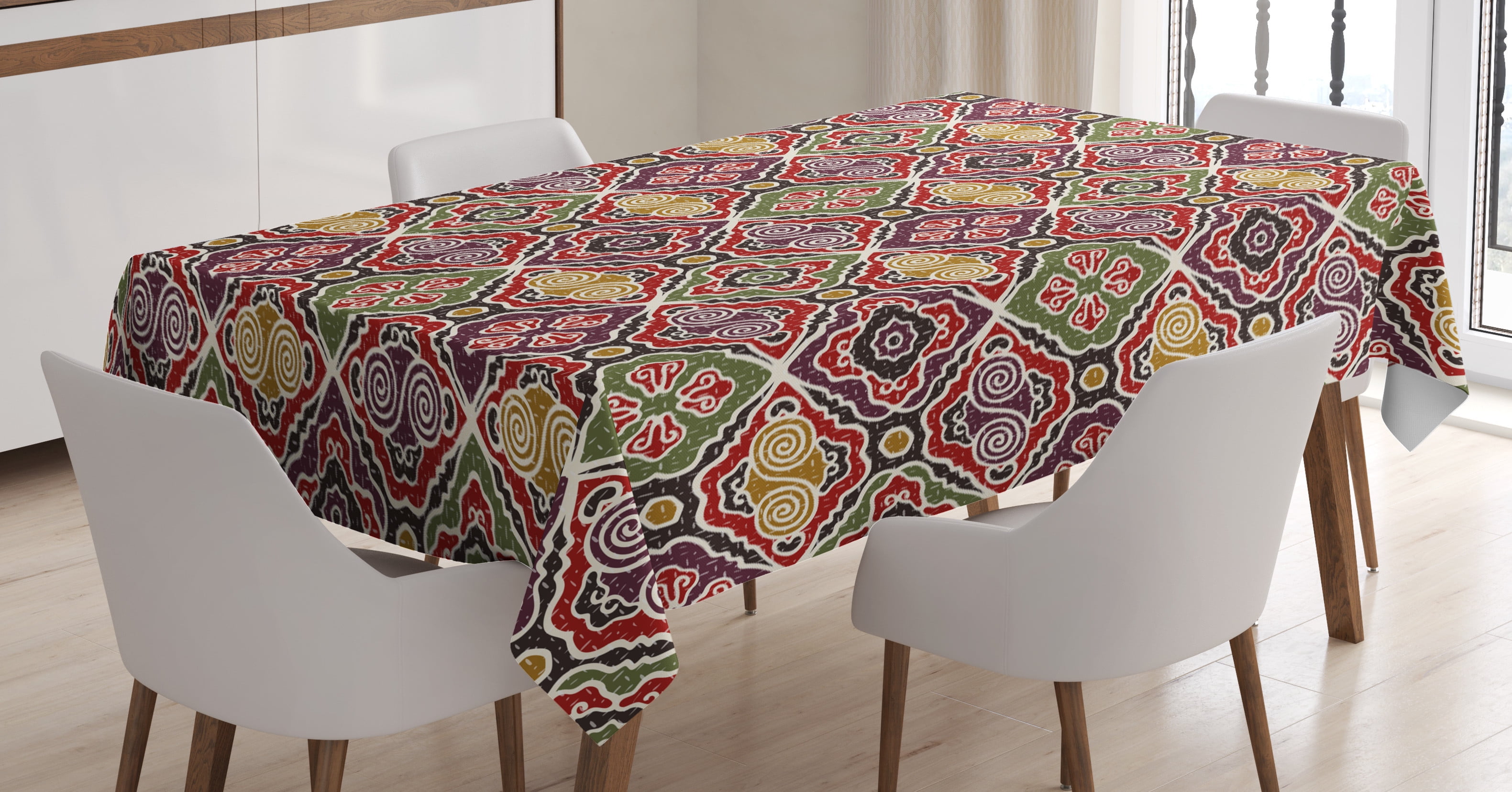 Ambesonne Japanese Tablecloth Rectangular Table Cover, Antique Motifs ...