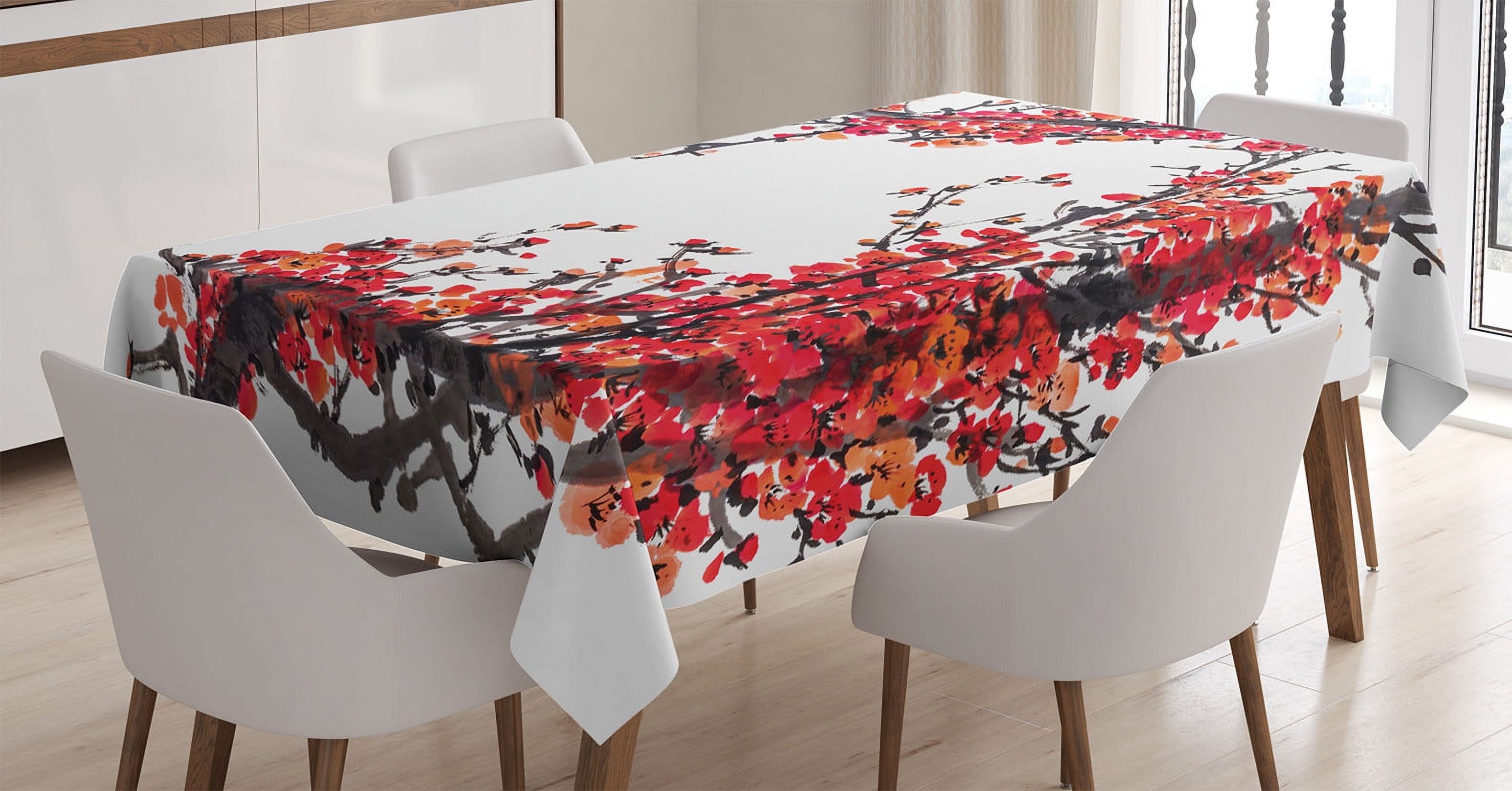 Ambesonne Japanese Tablecloth Rectangular Table Cover, Blossom Cherry ...