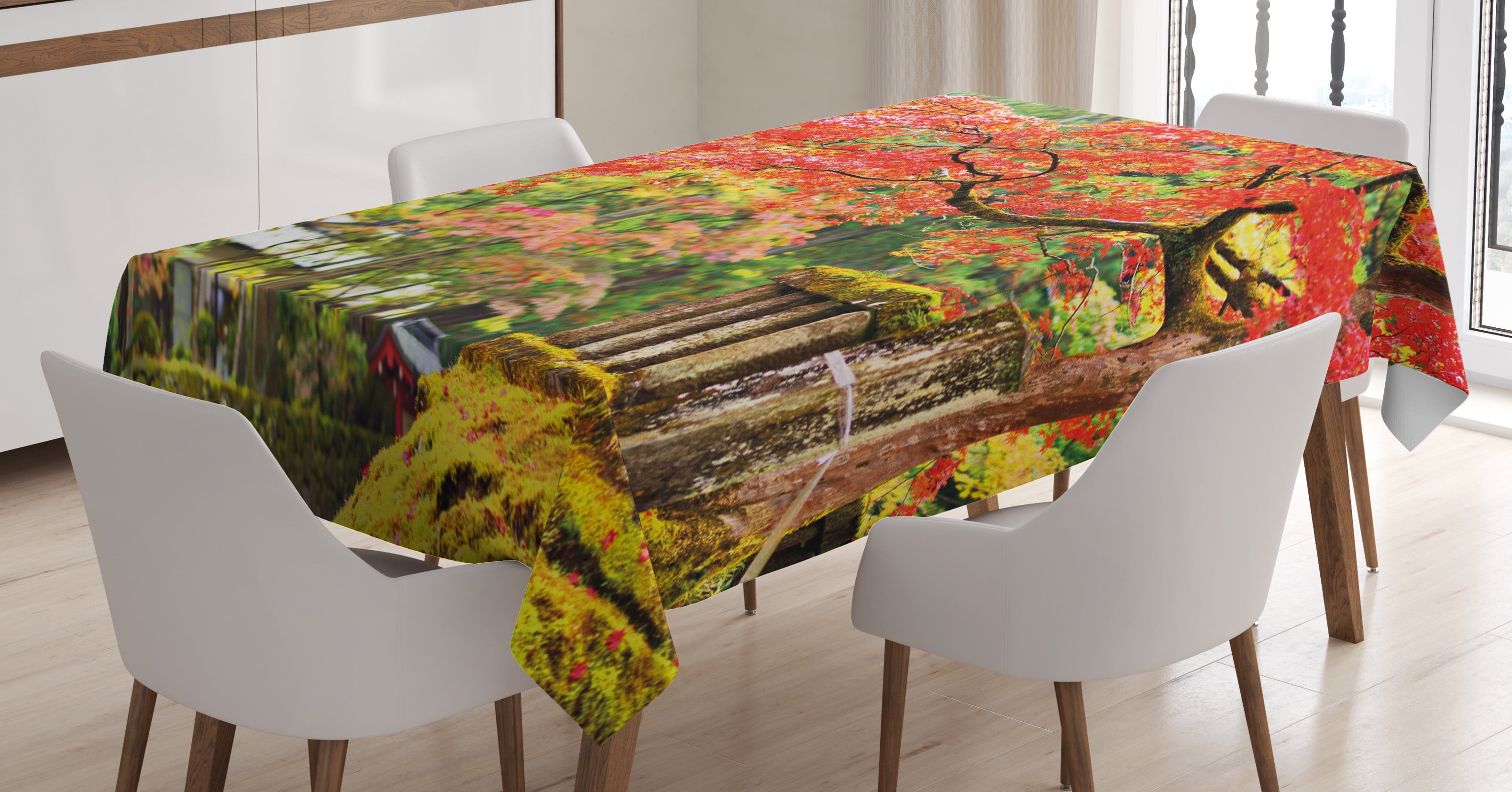 Ambesonne Japanese Tablecloth Rectangular Table Cover, Sakura Tree ...