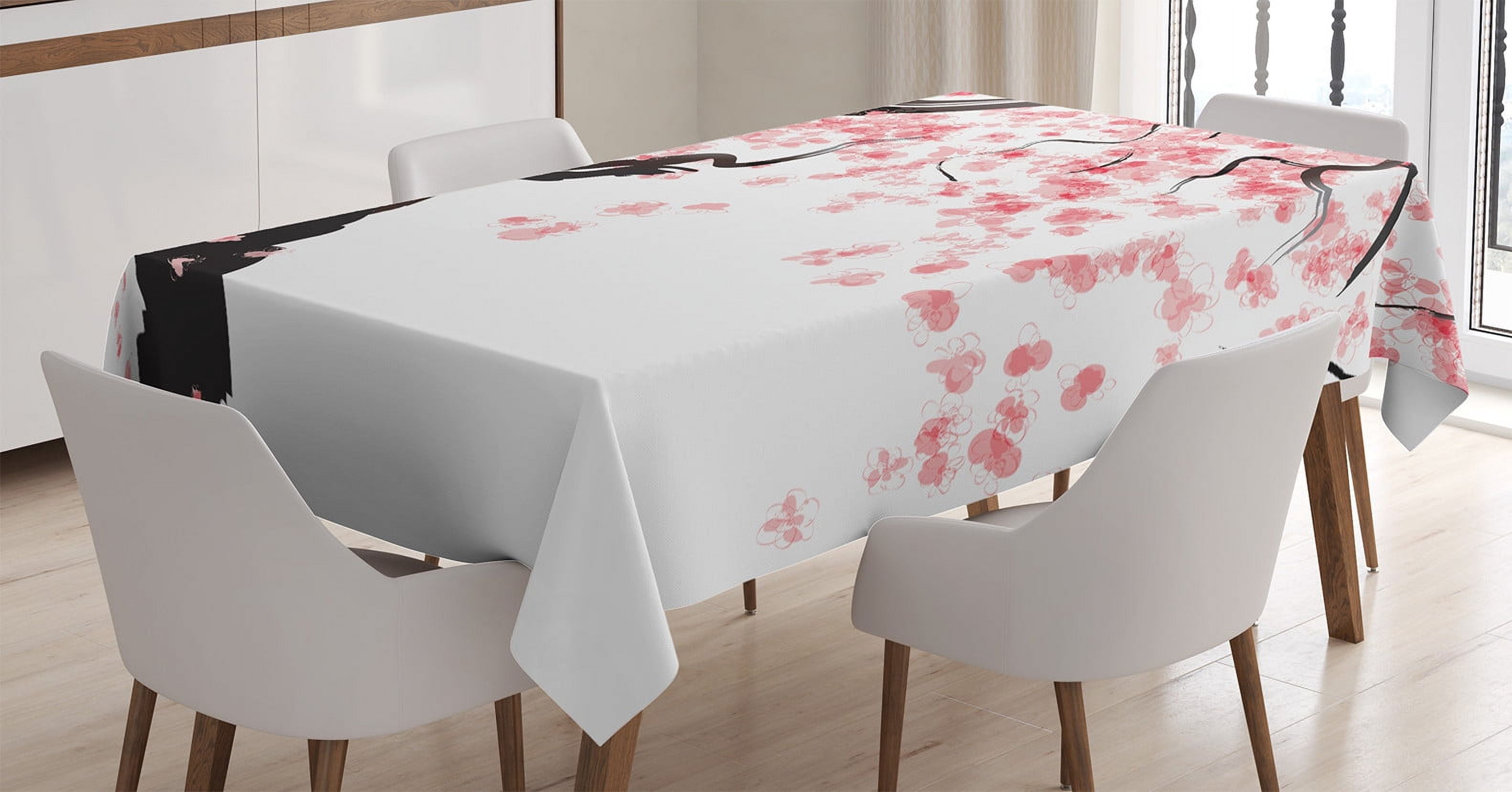 Ambesonne Japanese Tablecloth Rectangular Table Cover, Watercolor ...