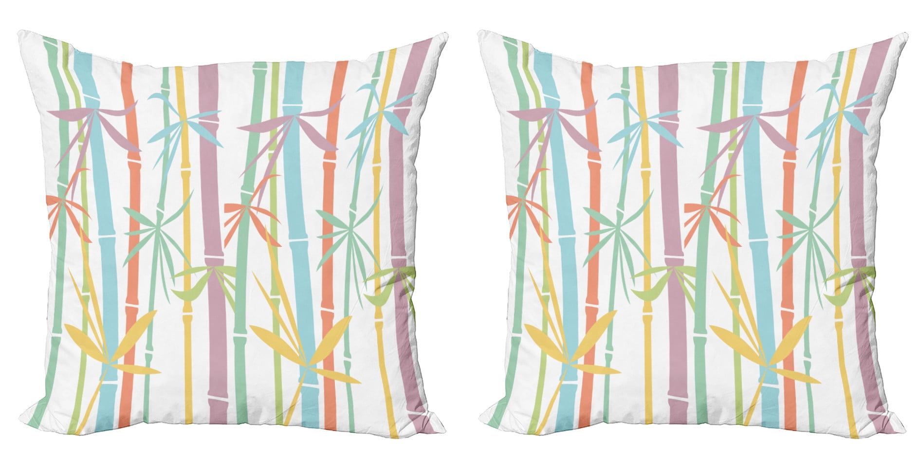 Ambesonne Japanese Throw Pillow Cover 2 Pack, Pastel Colorful Trees Art ...
