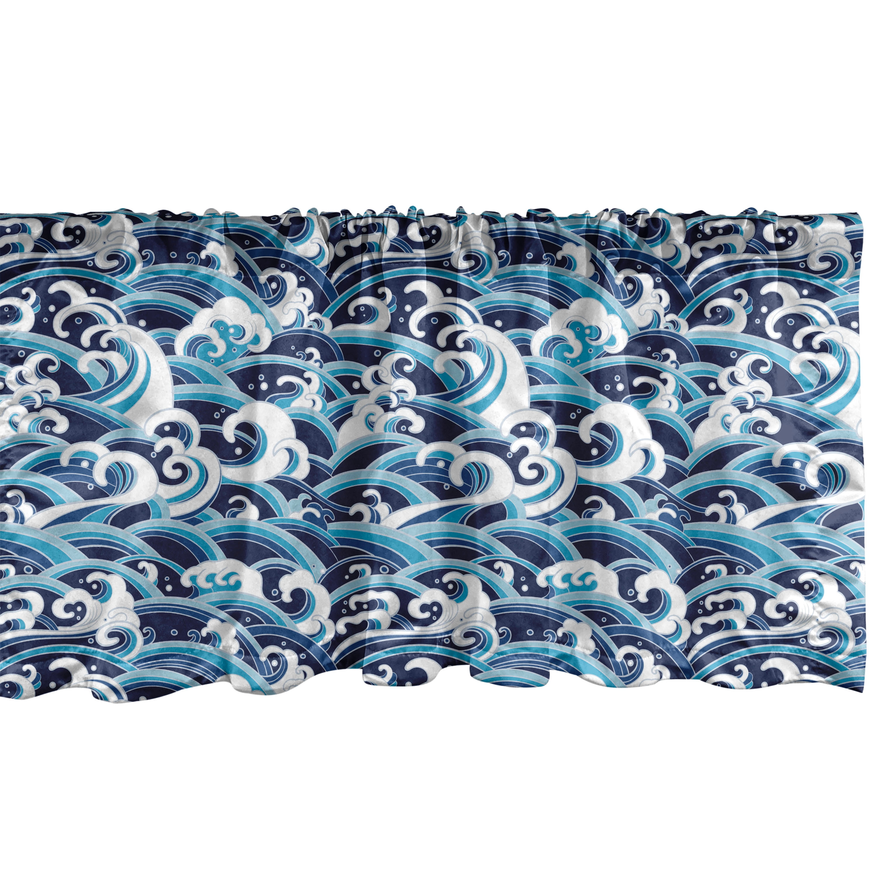 Ambesonne Japanese Wave Window Valance, Water Splash Foam, 42" x 18 ...
