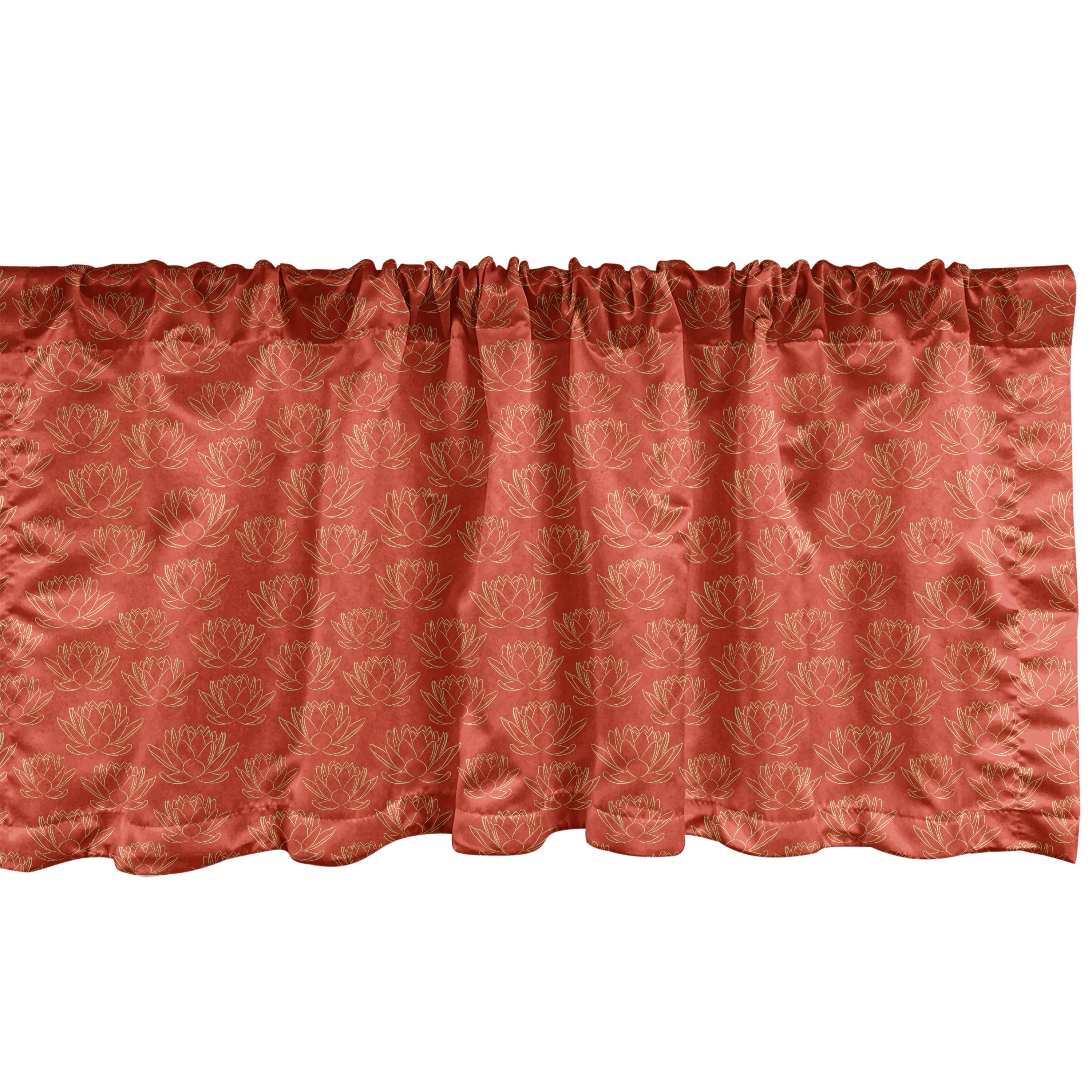 Ambesonne Japanese Window Valance, Warm Lotus Flowers Eastern, 54" X 18 ...