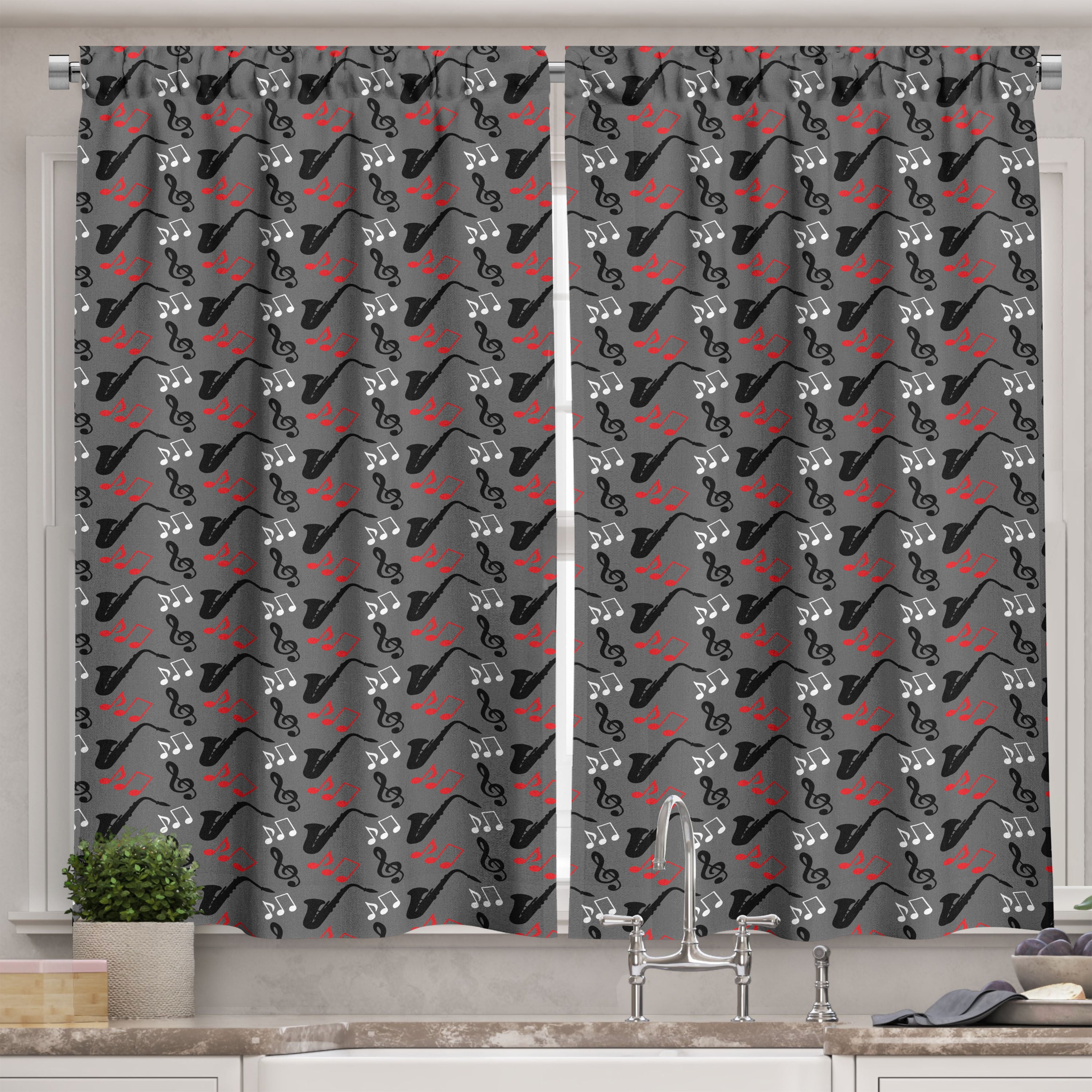 Ambesonne Jazz Music Drapes, Kitchen/Bathroom/Bedroom Curtains, Notes ...