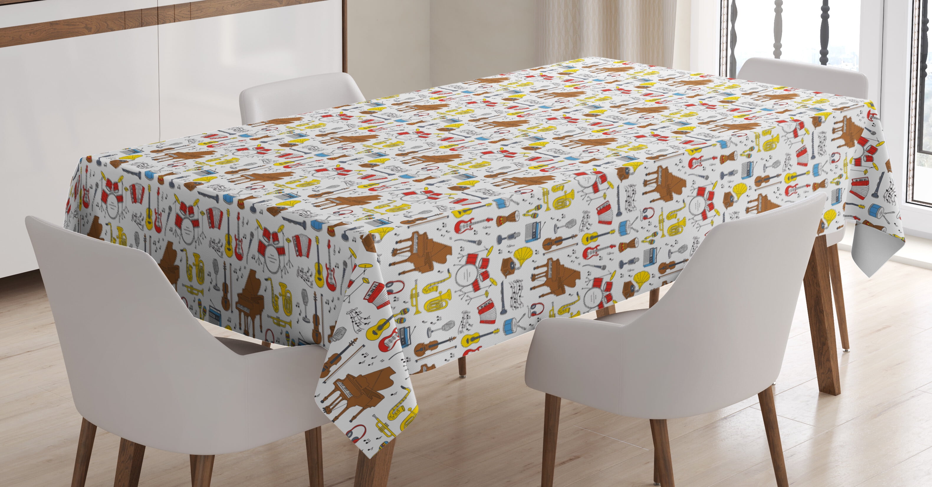 Ambesonne Jazz Music Tablecloth Rectangular Table Cover, Orchestra ...