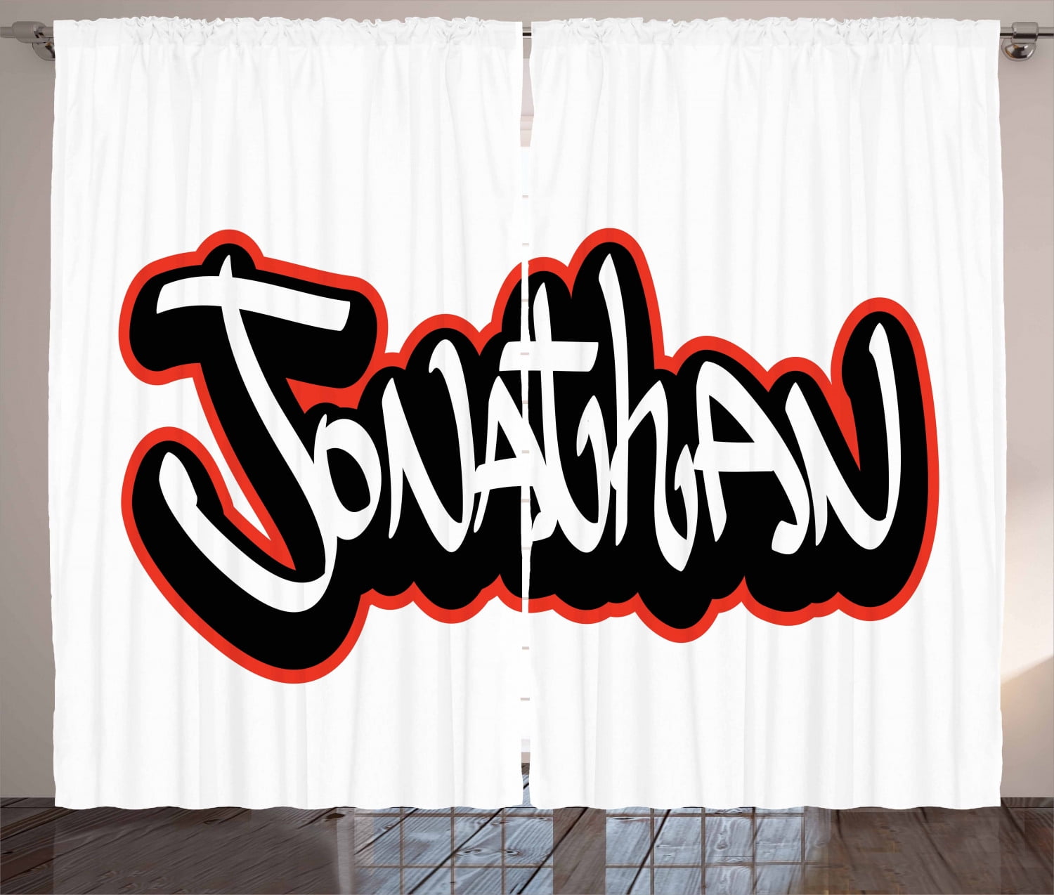 Ambesonne Jonathan Curtains 2 Panel Set, Teenage Boys Name, 108" x 108 ...