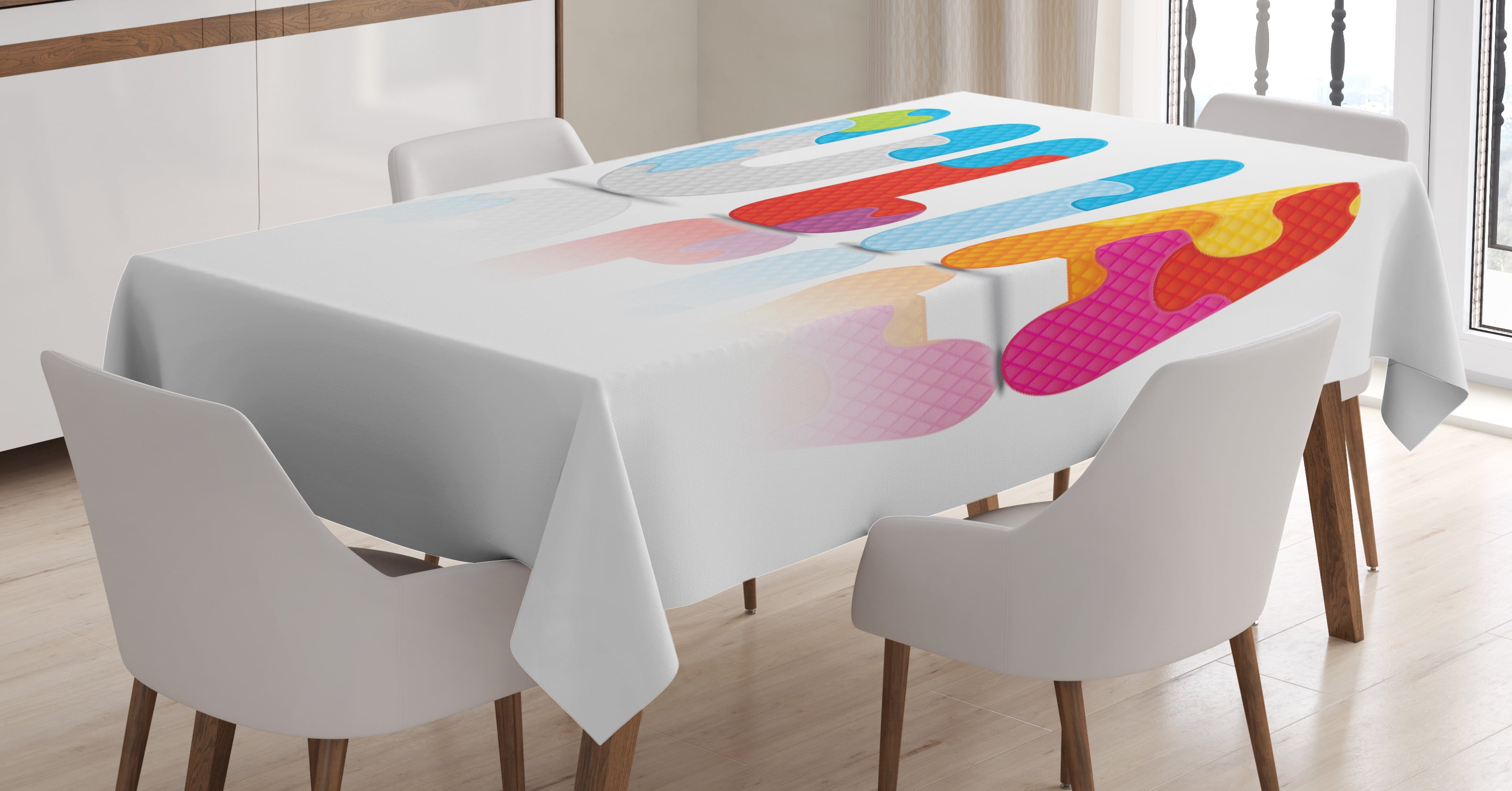 Ambesonne Julia Tablecloth Rectangular Table Cover, Game Style Letters ...