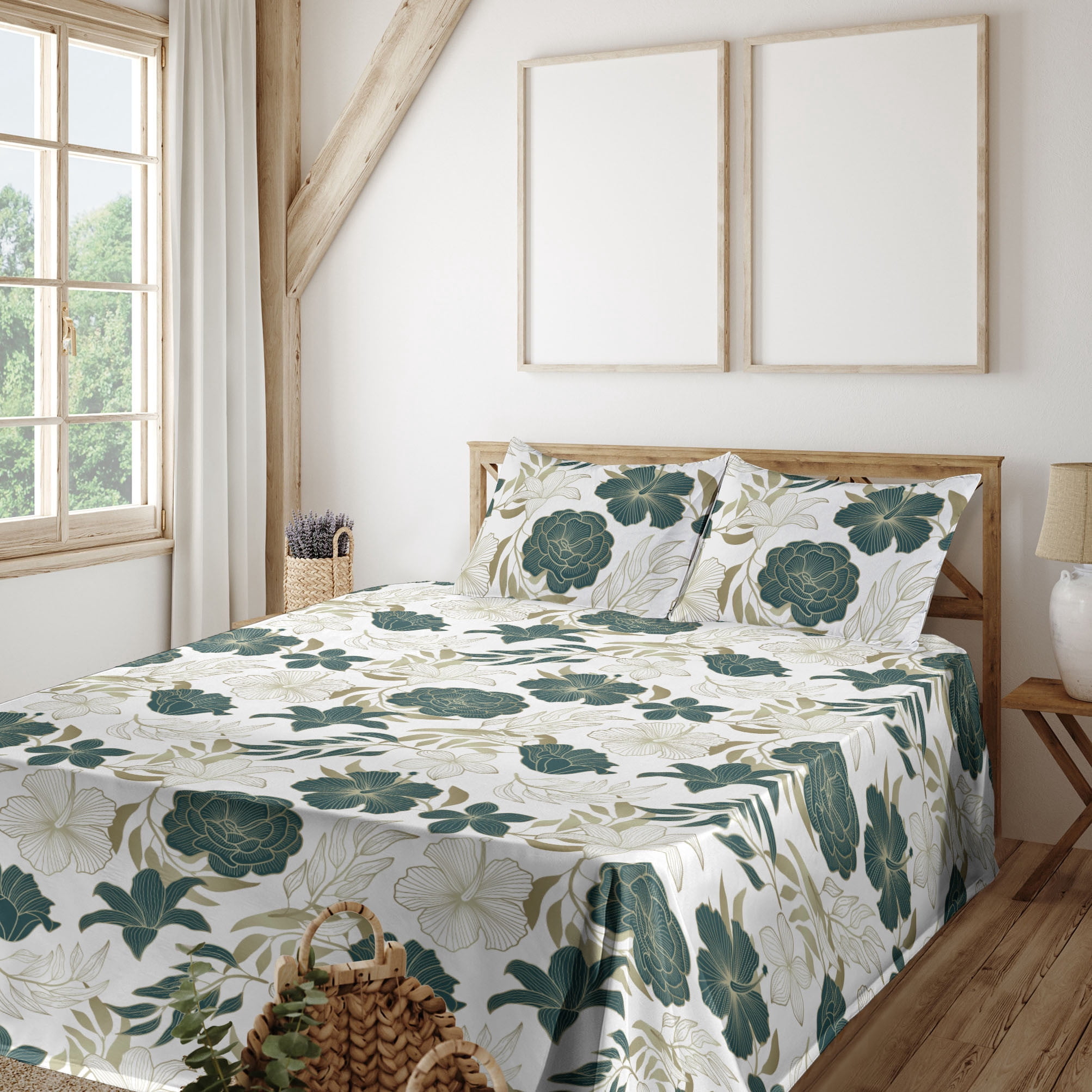 Ambesonne Jungle Boho Fitted & Flat Sheet with Shams 4 Pcs Set ...