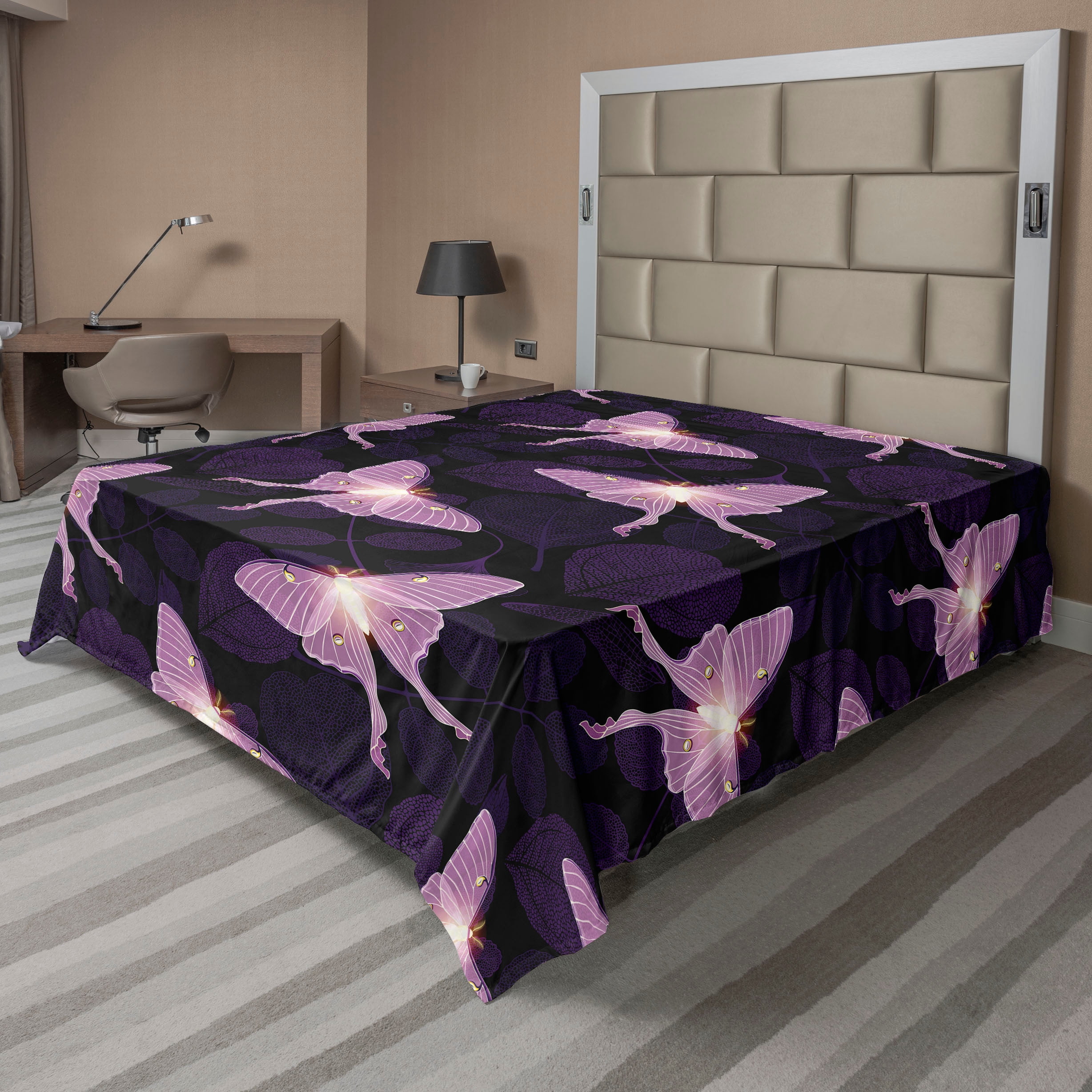 Ambesonne Jungle Boho Flat Bedding Sheet Soft Top Sheet, Butterfly ...