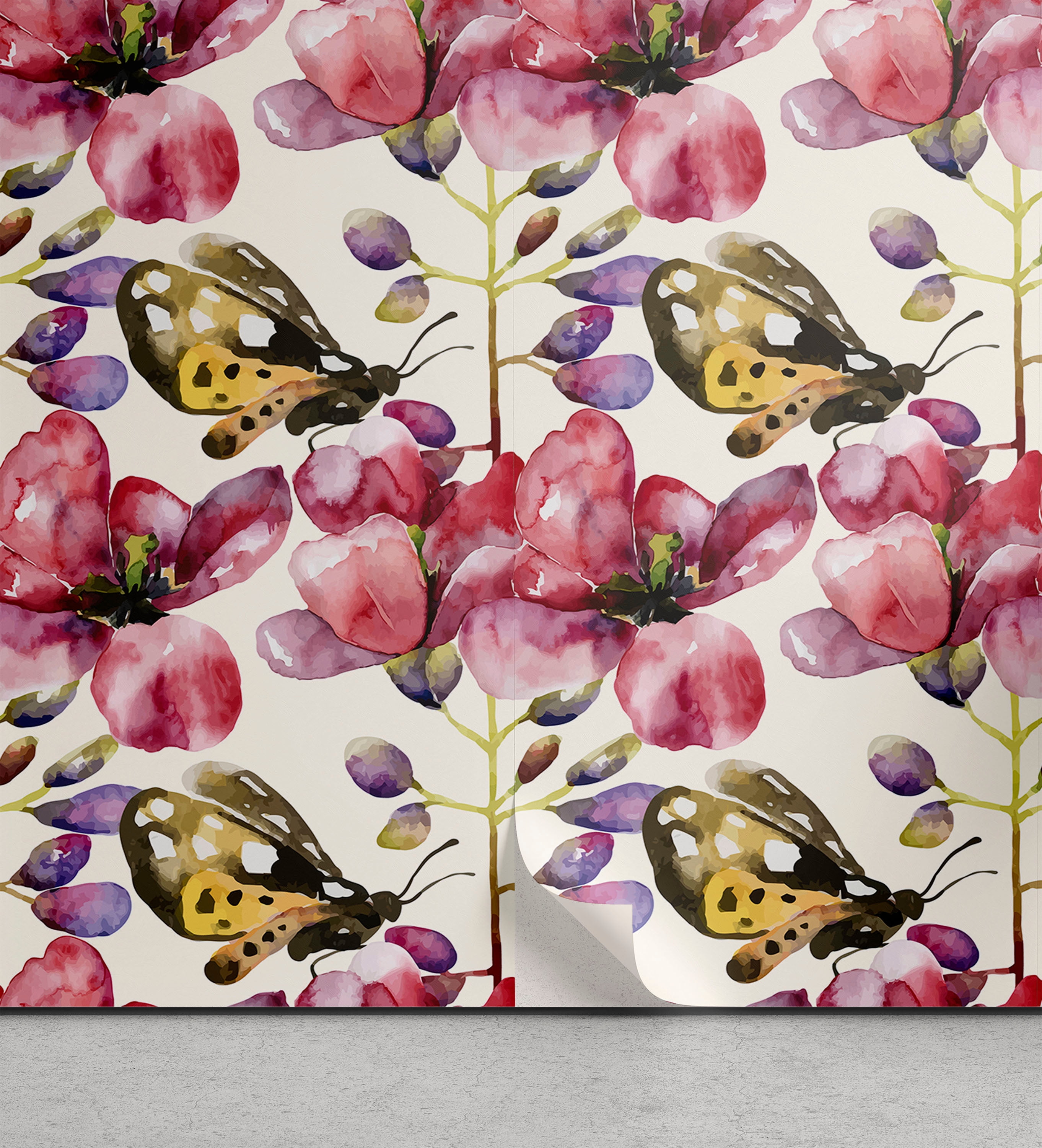 Ambesonne Jungle Boho Peel & Stick Wallpaper for Home, Spring Violets ...