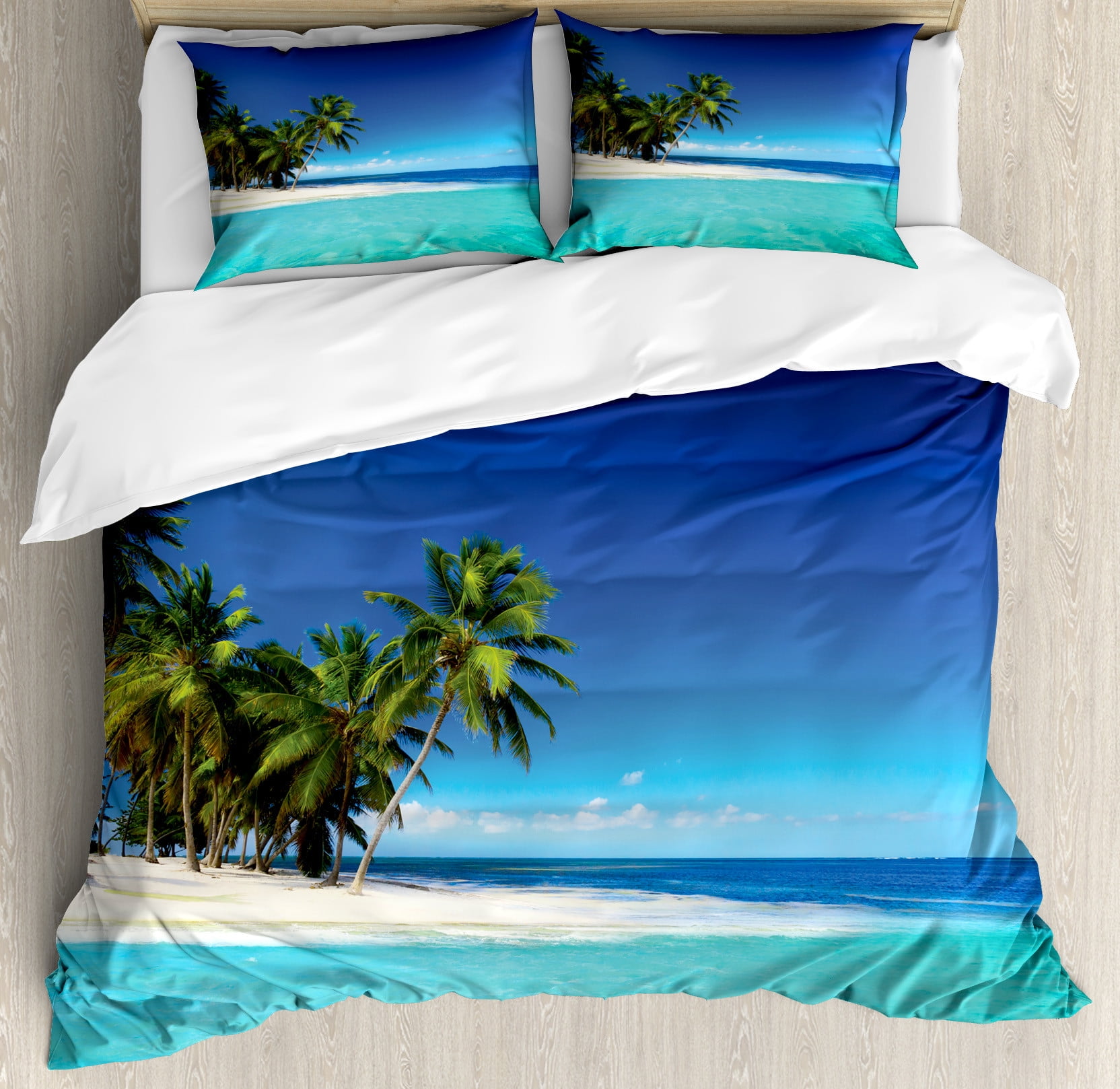 Ambesonne Jungle Duvet Cover Set, Seaside Nature Tropic, King, Royal ...