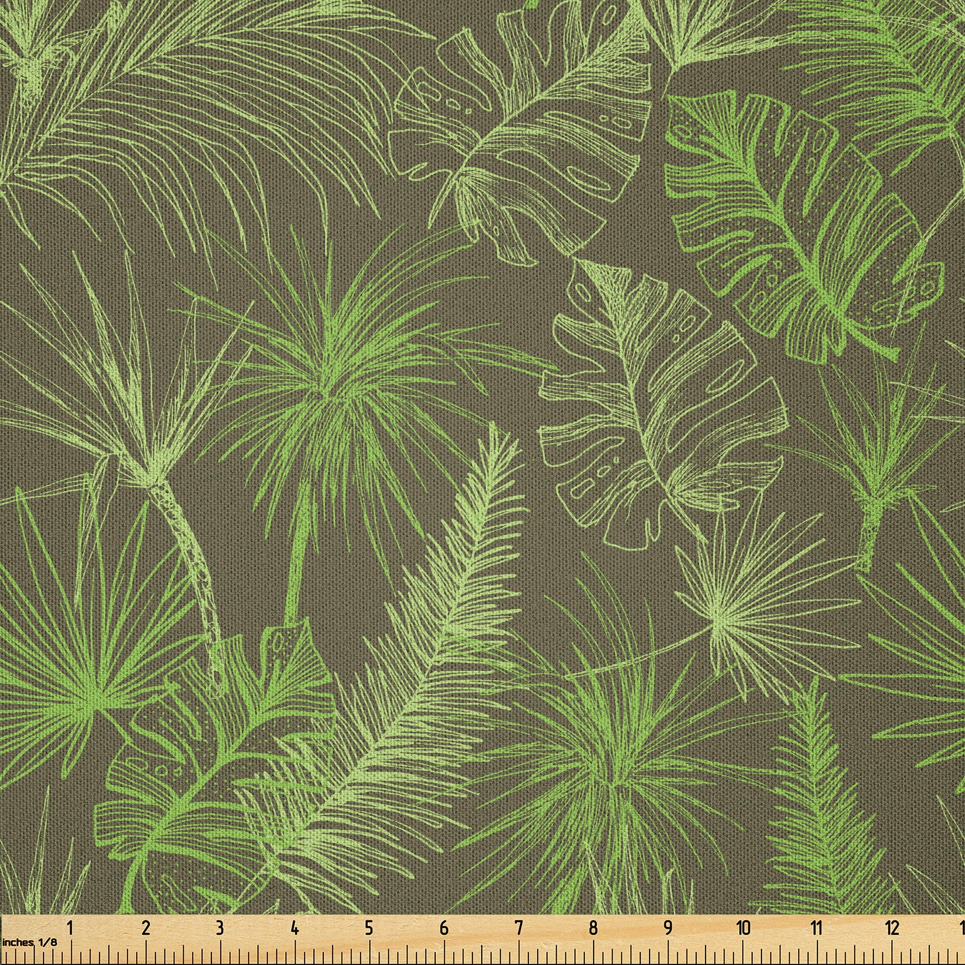 Ambesonne Jungle Foliage Fabric by the Yard Microfiber, Palm Trees ...