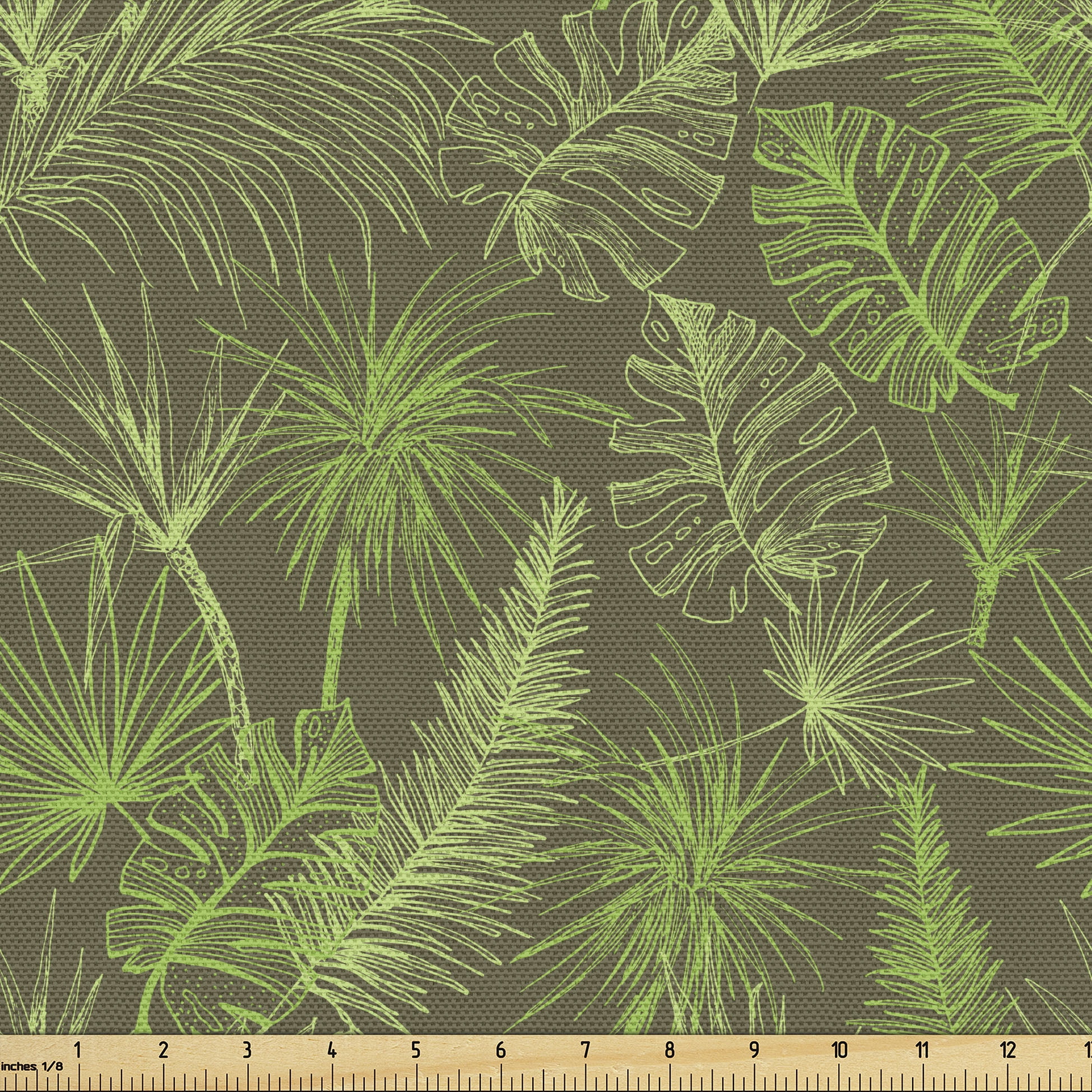 Ambesonne Jungle Foliage Fabric by the Yard Upholstery, Palm Trees ...