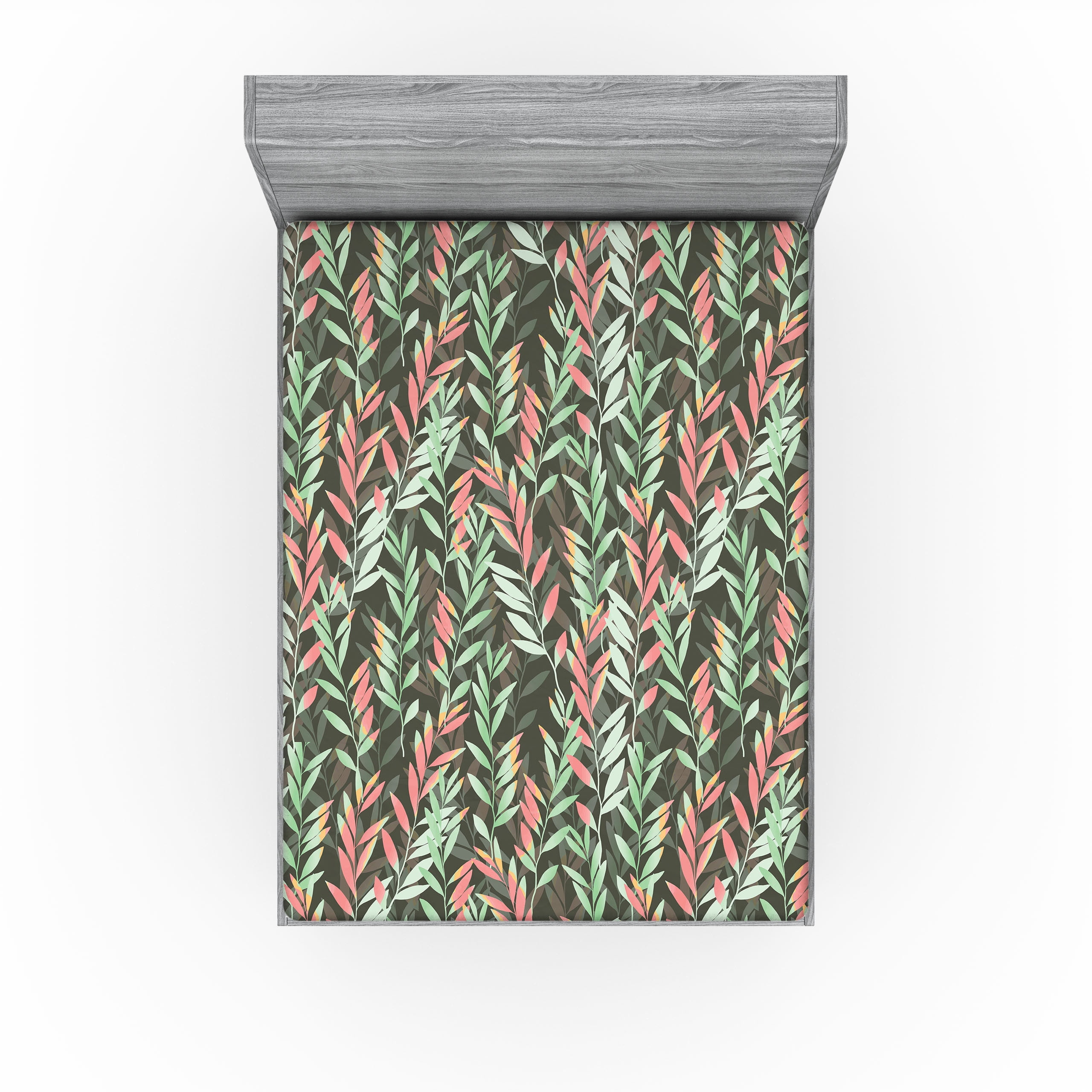 Ambesonne Jungle Leaves Fitted Sheet, Tropical Forest Leaf, Queen Size ...