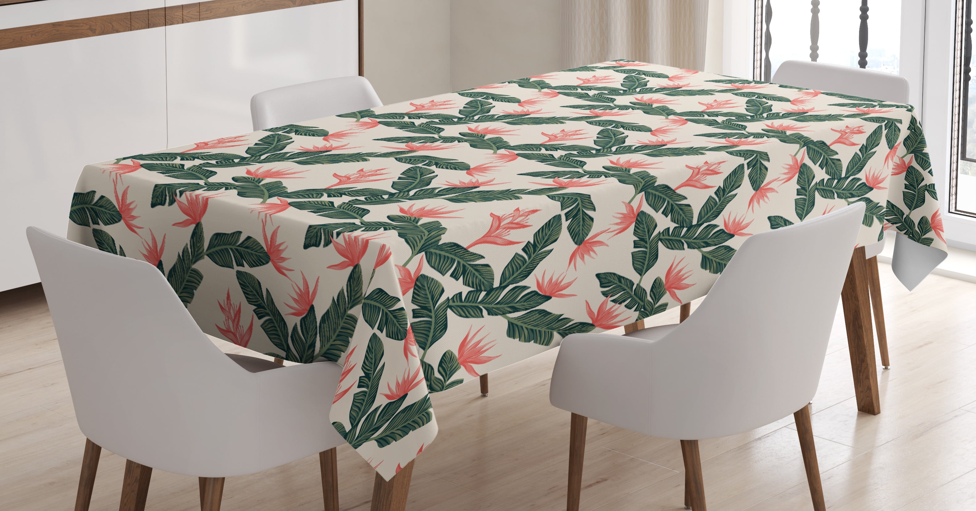 Ambesonne Jungle Tablecloth Rectangular Table Cover, Exotic Flora and ...