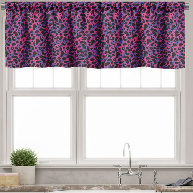 Ambesonne Jungle Valance Pack of 2, Leopard Skin Savannah 80s, 54"X12 ...