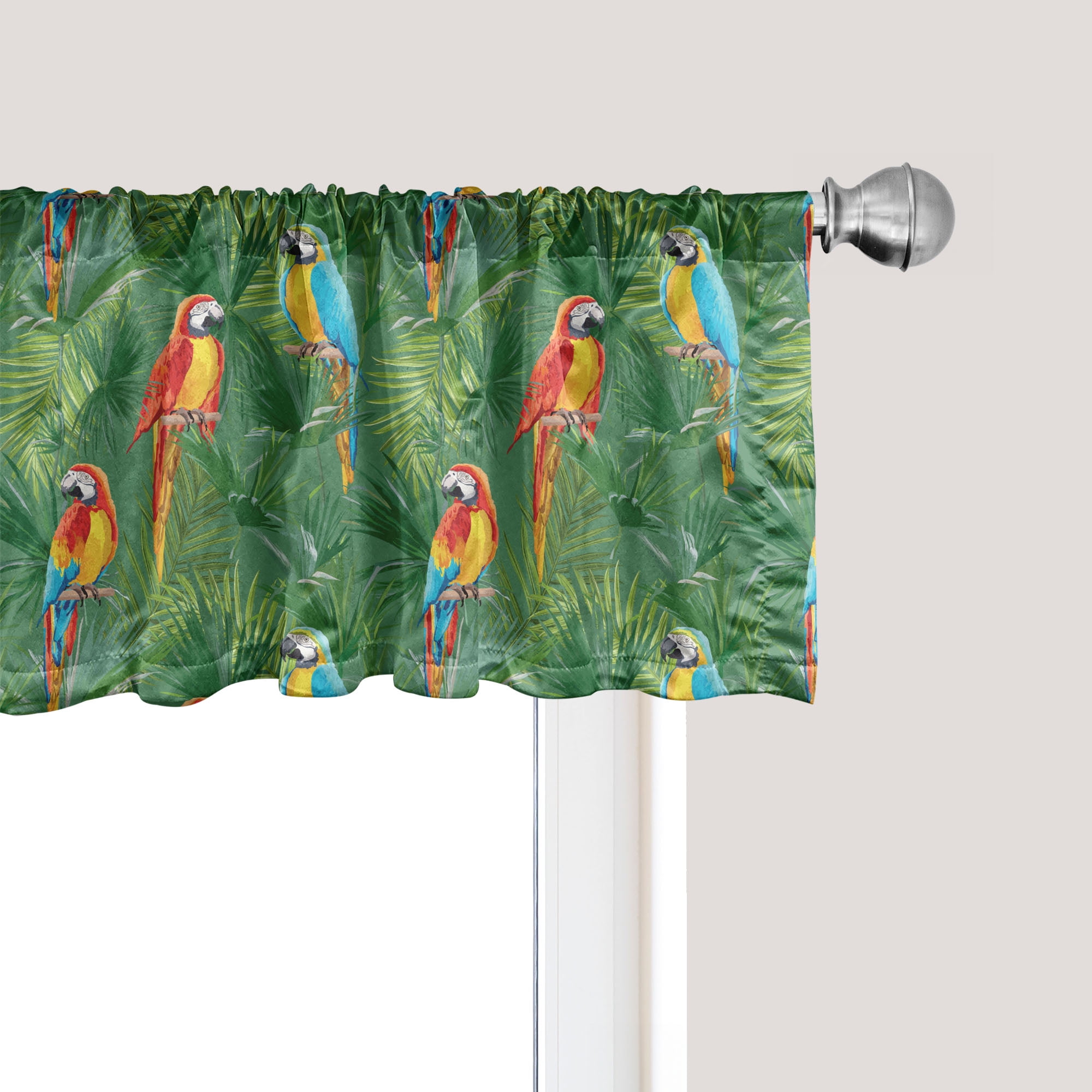 Ambesonne Jungle Window Valance, Rainforest with Parrot Birds, 54" X 12 ...