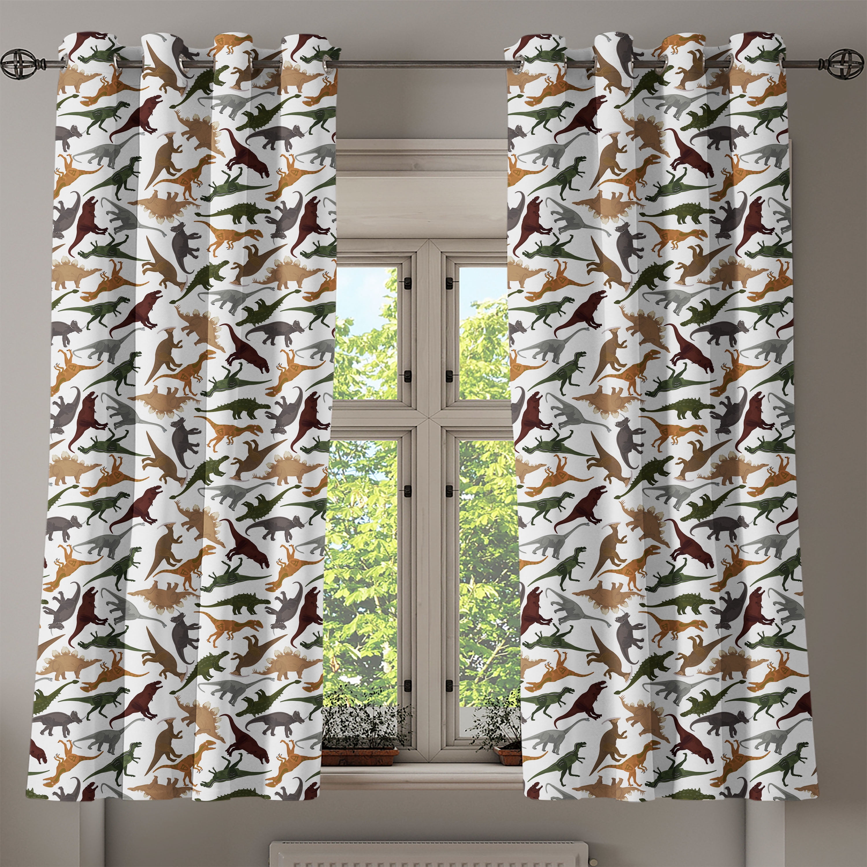 Ambesonne Jurassic Grommet Curtain Wild Enormous Museum 50 X 63
