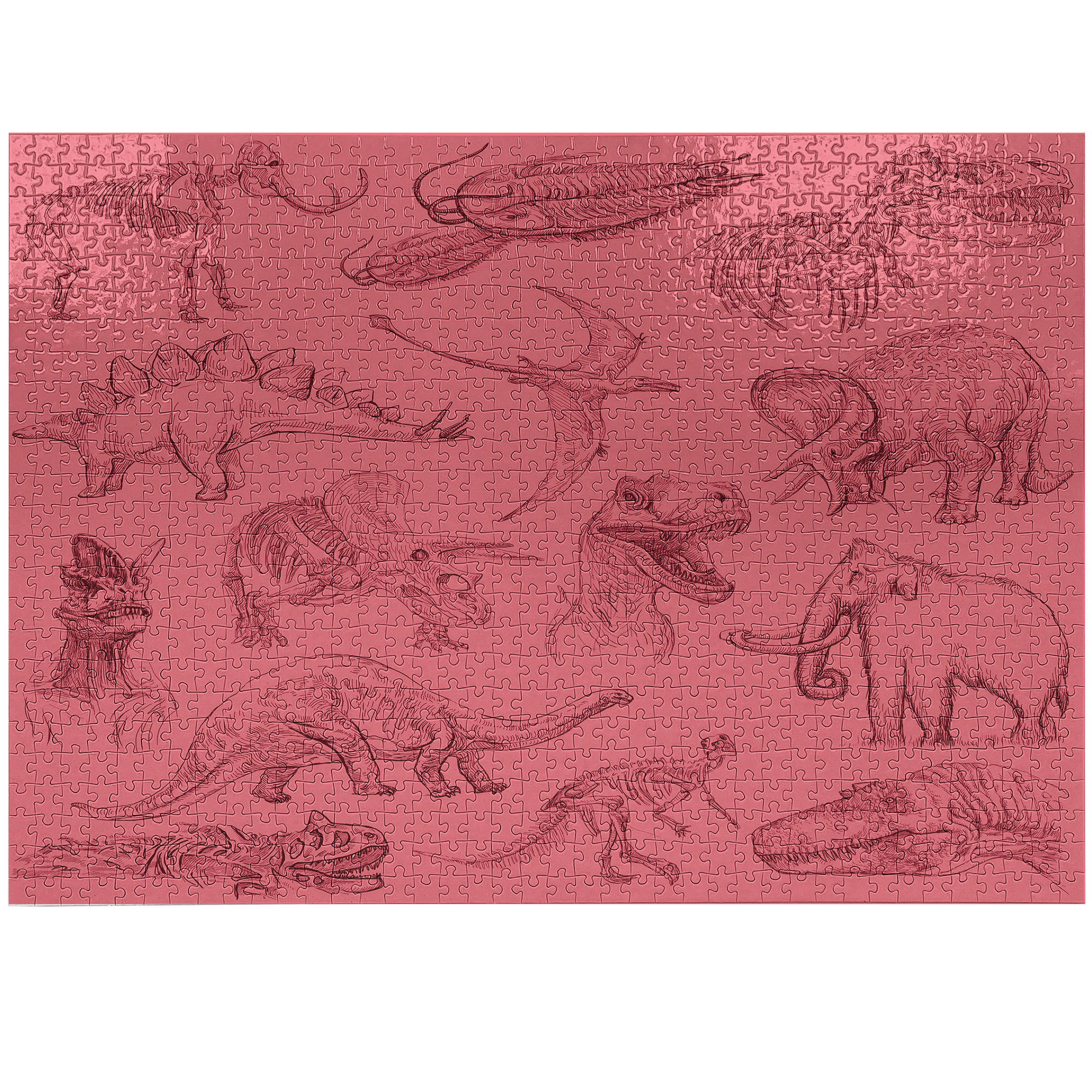 Ambesonne Jurassic Jigsaw Puzzle Durable Cardboard, Dinosaurs Skeleton ...