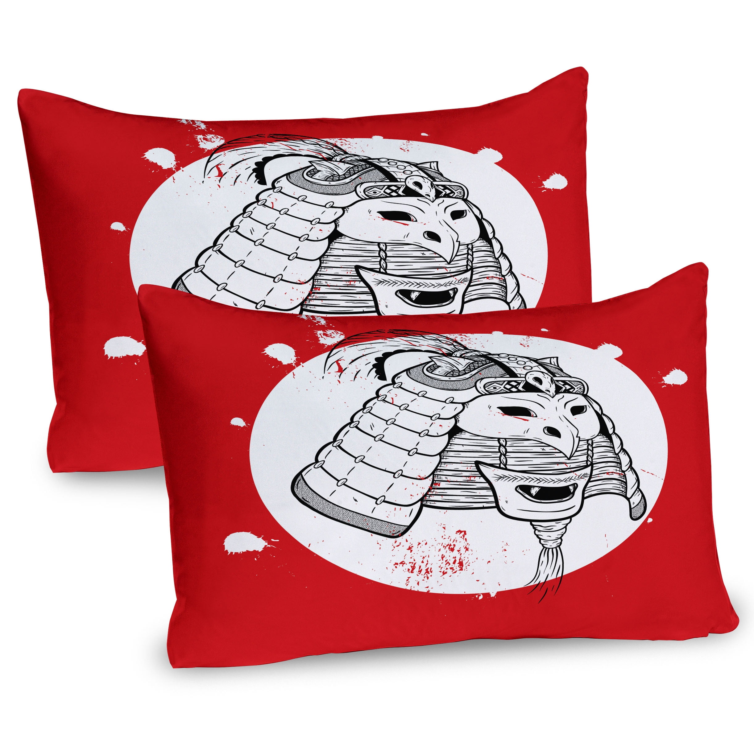 Ambesonne Kabuki Pillow Sham 2 Pack, Grunge Stained Ronin Face, 26"x20 ...