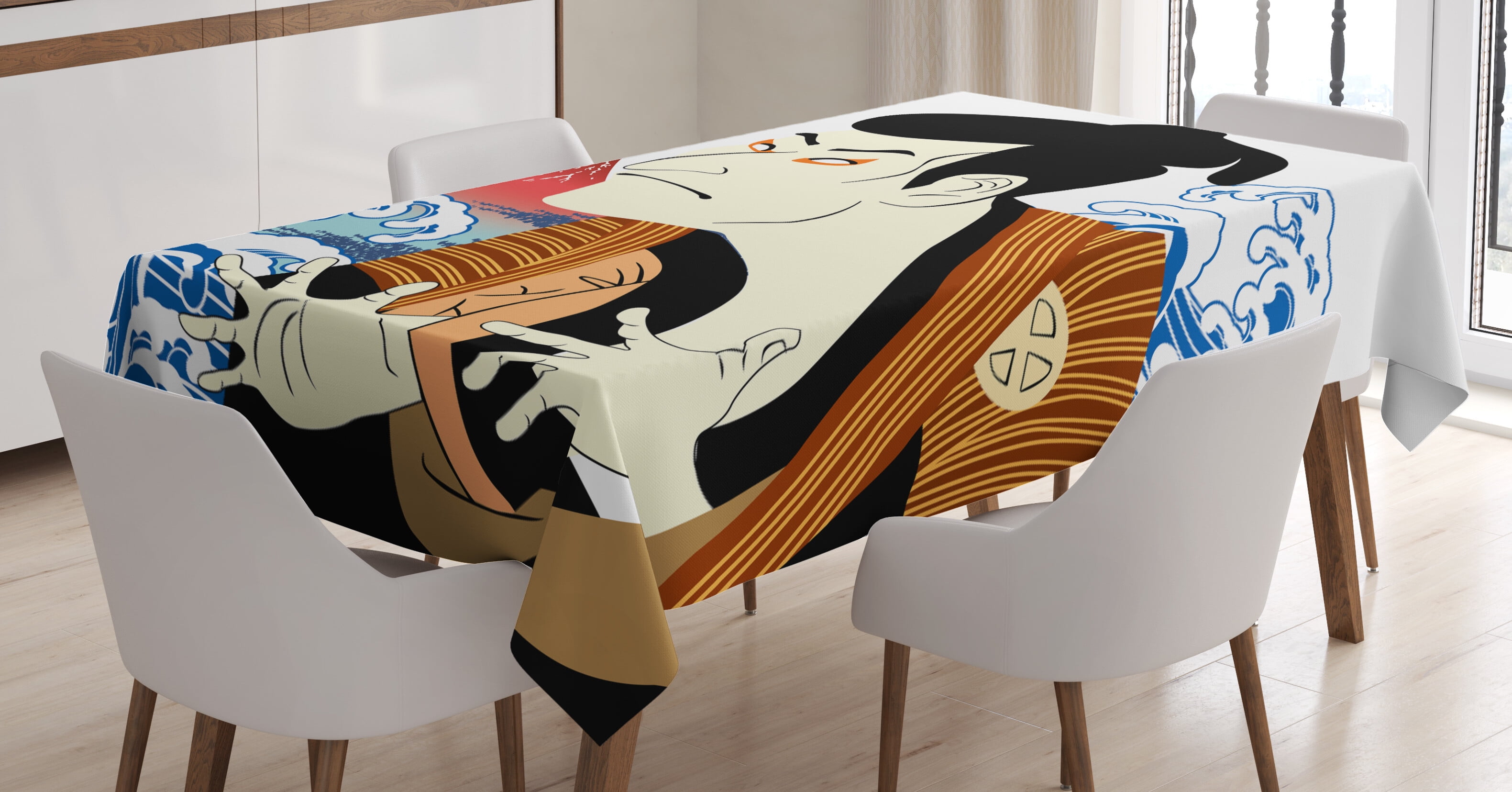 Ambesonne Kabuki Tablecloth Rectangular Table Cover, Performer Portrait ...