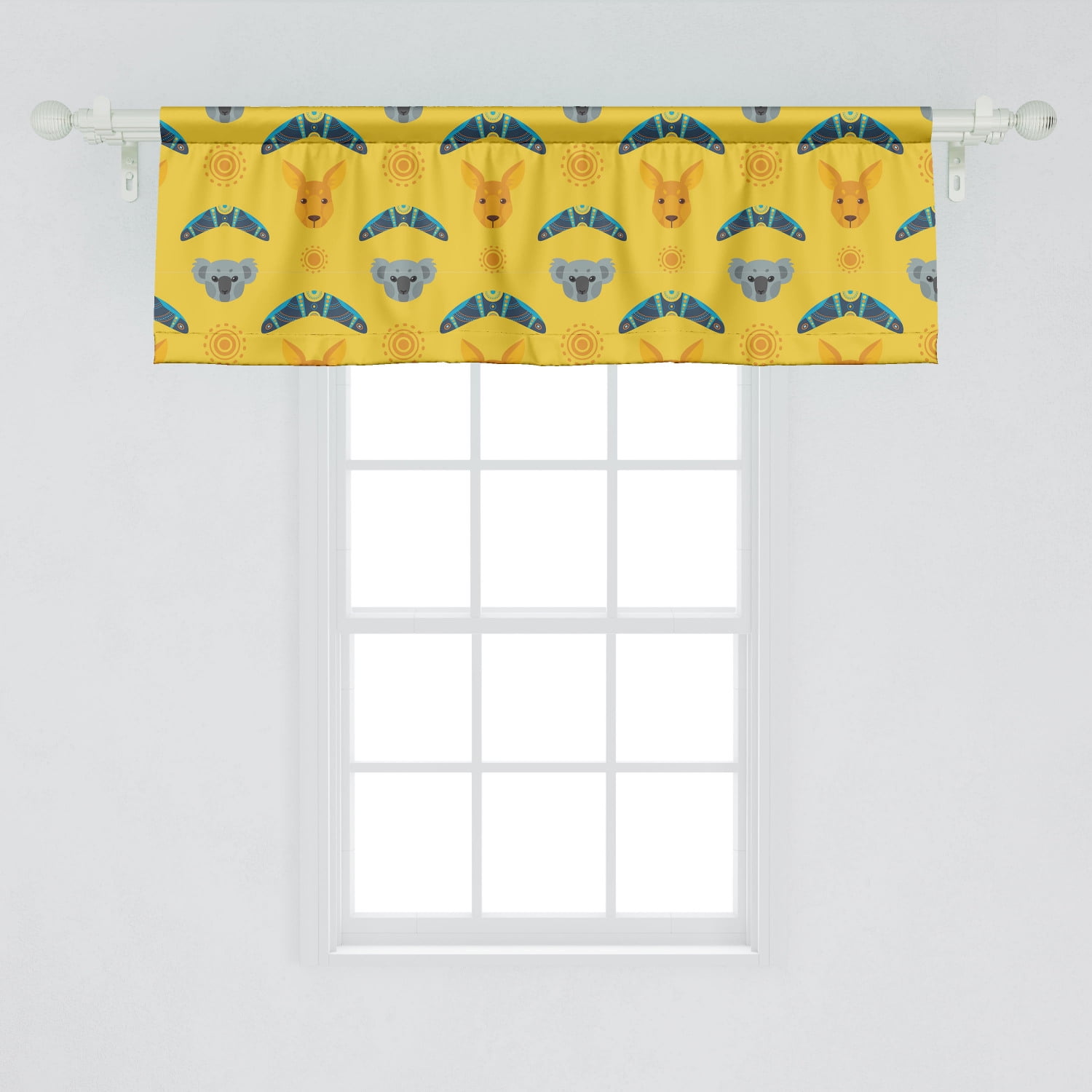 Ambesonne Kangaroo Window Valance, Australian Aboriginal Pattern ...