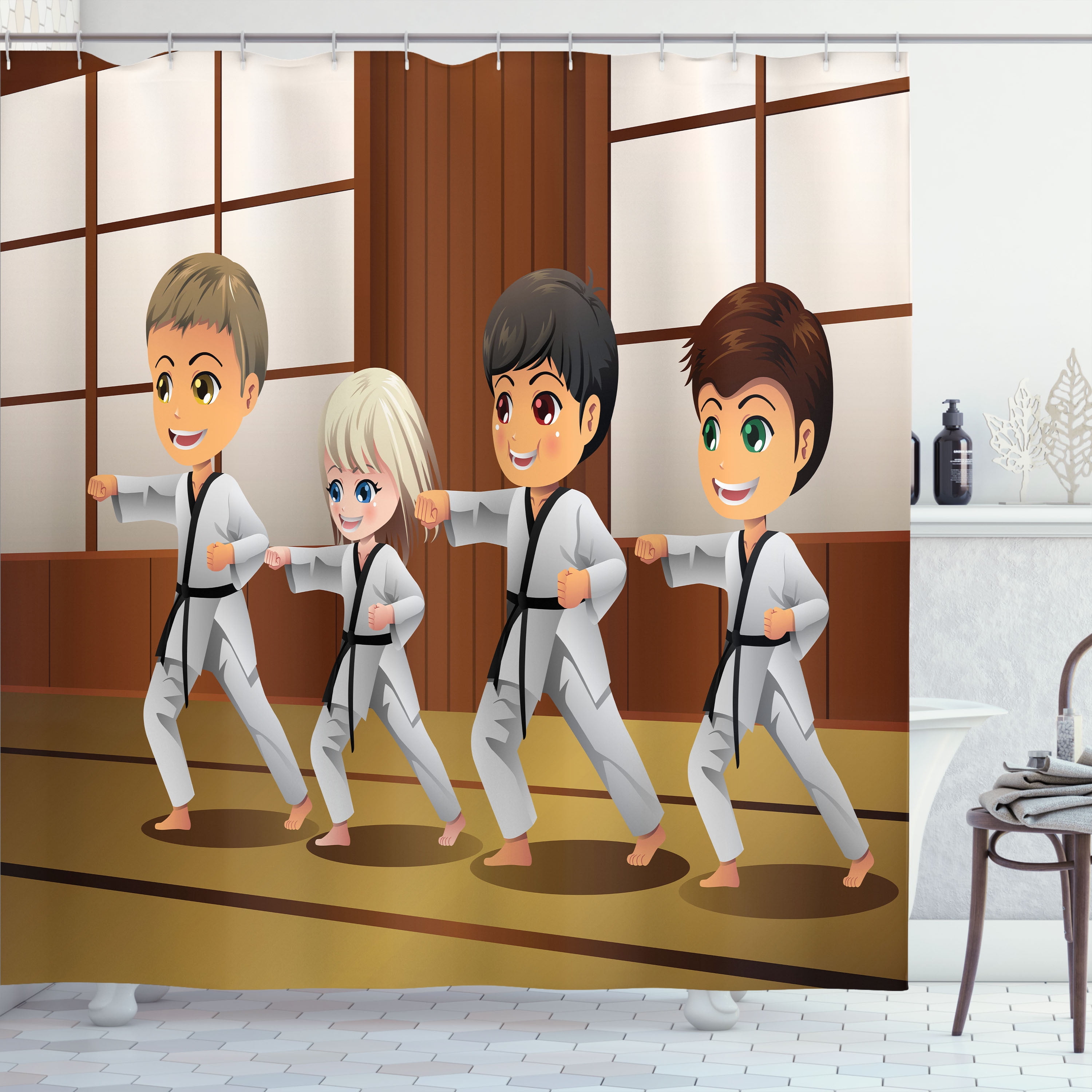 Ambesonne Karate Shower Curtain, Dojo Practice Art, 69"Wx84"L, Redwood ...