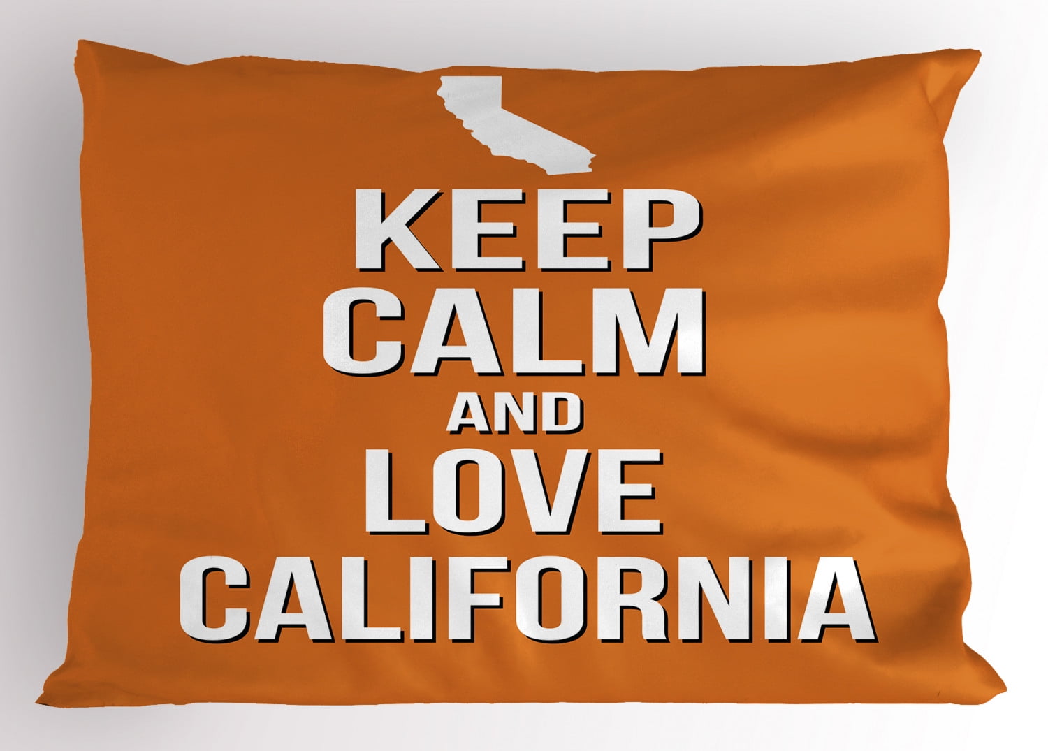 Ambesonne Keep Calm Pillow Sham, Love California Map, 36" X 20", Orange ...