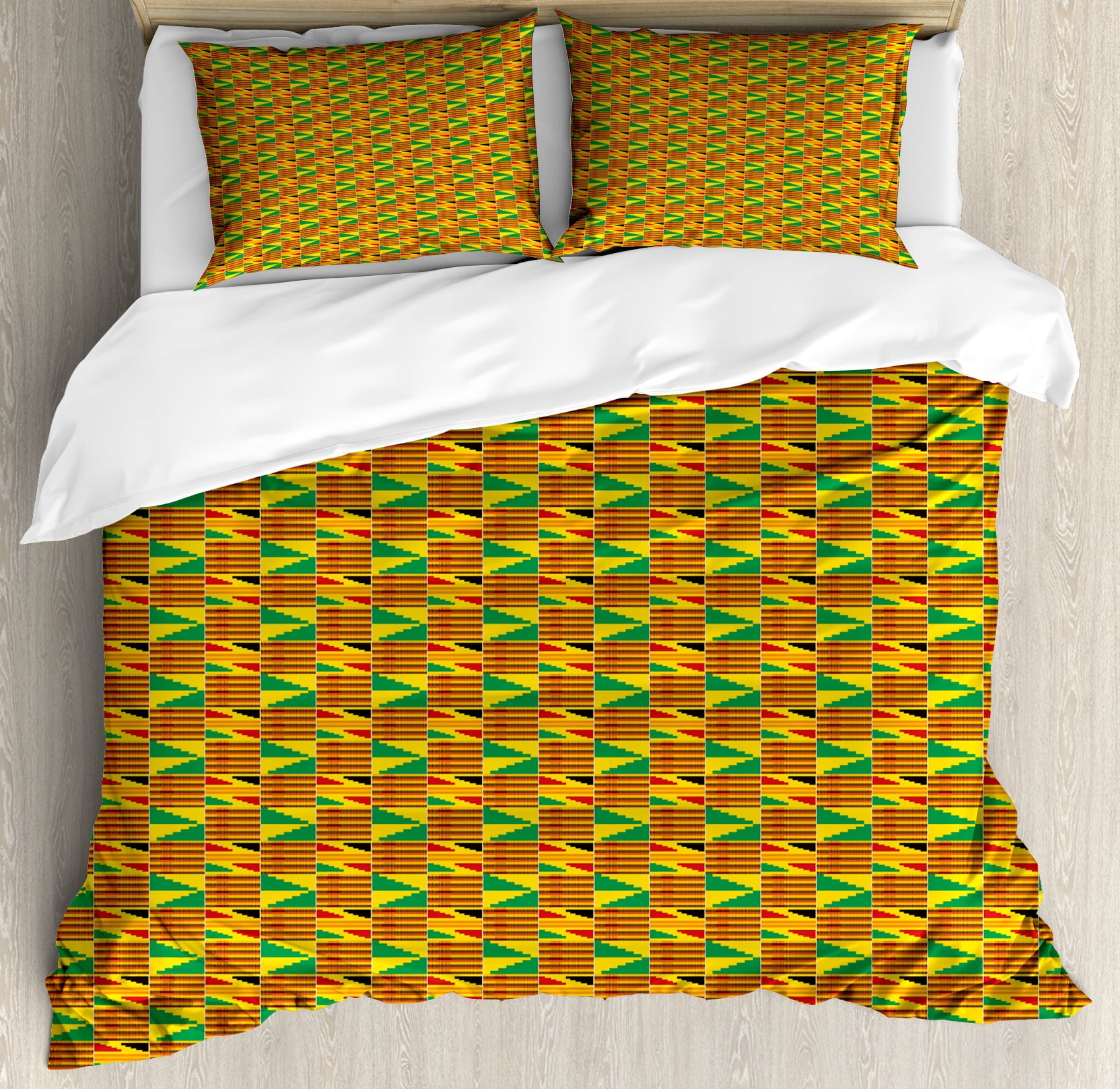Ambesonne Kente Duvet Cover Sets, Kente Cloth Graphic, 2-Queen, Green ...