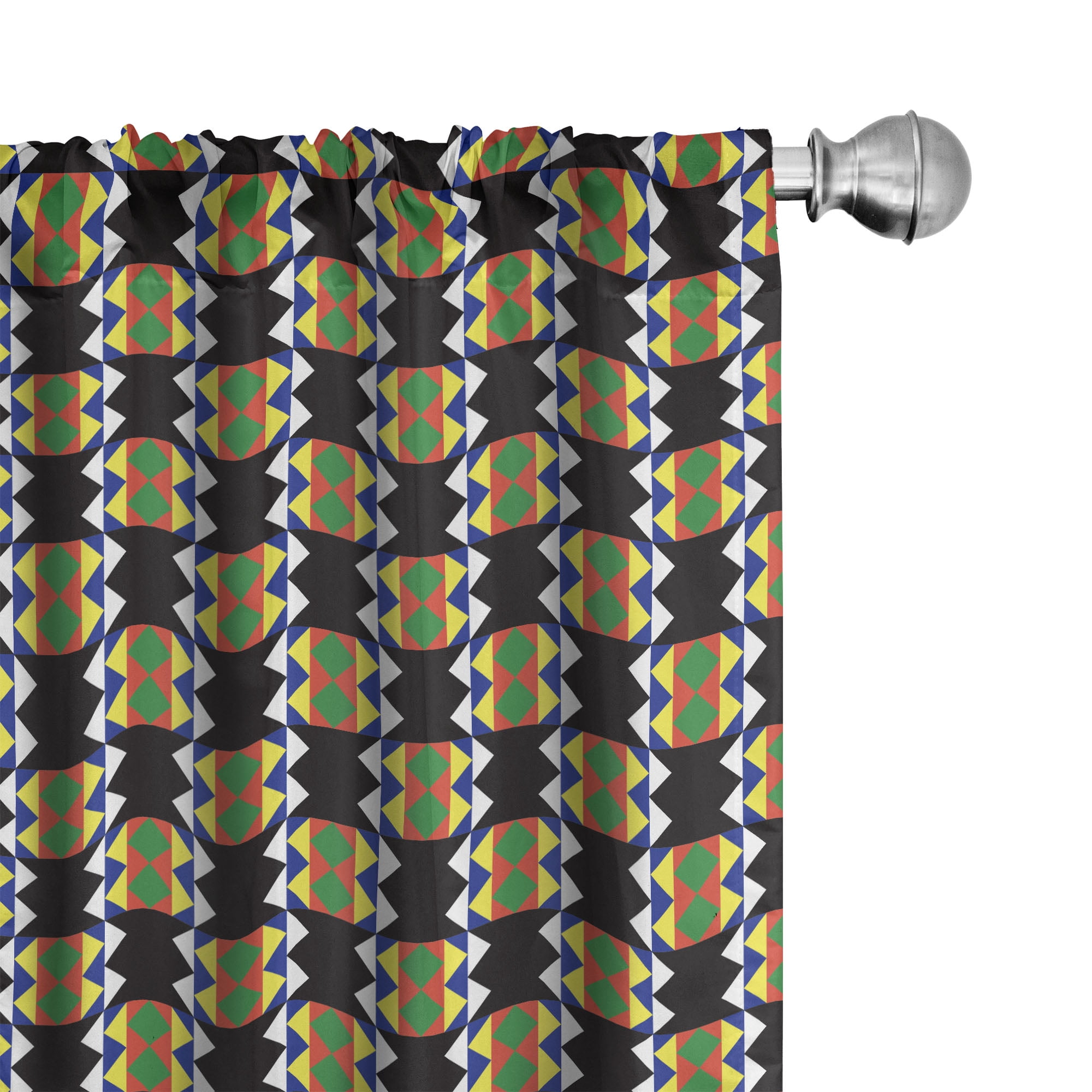Ambesonne Kente Pattern Curtains, Funky Zulu, Pair of 28"x63 ...