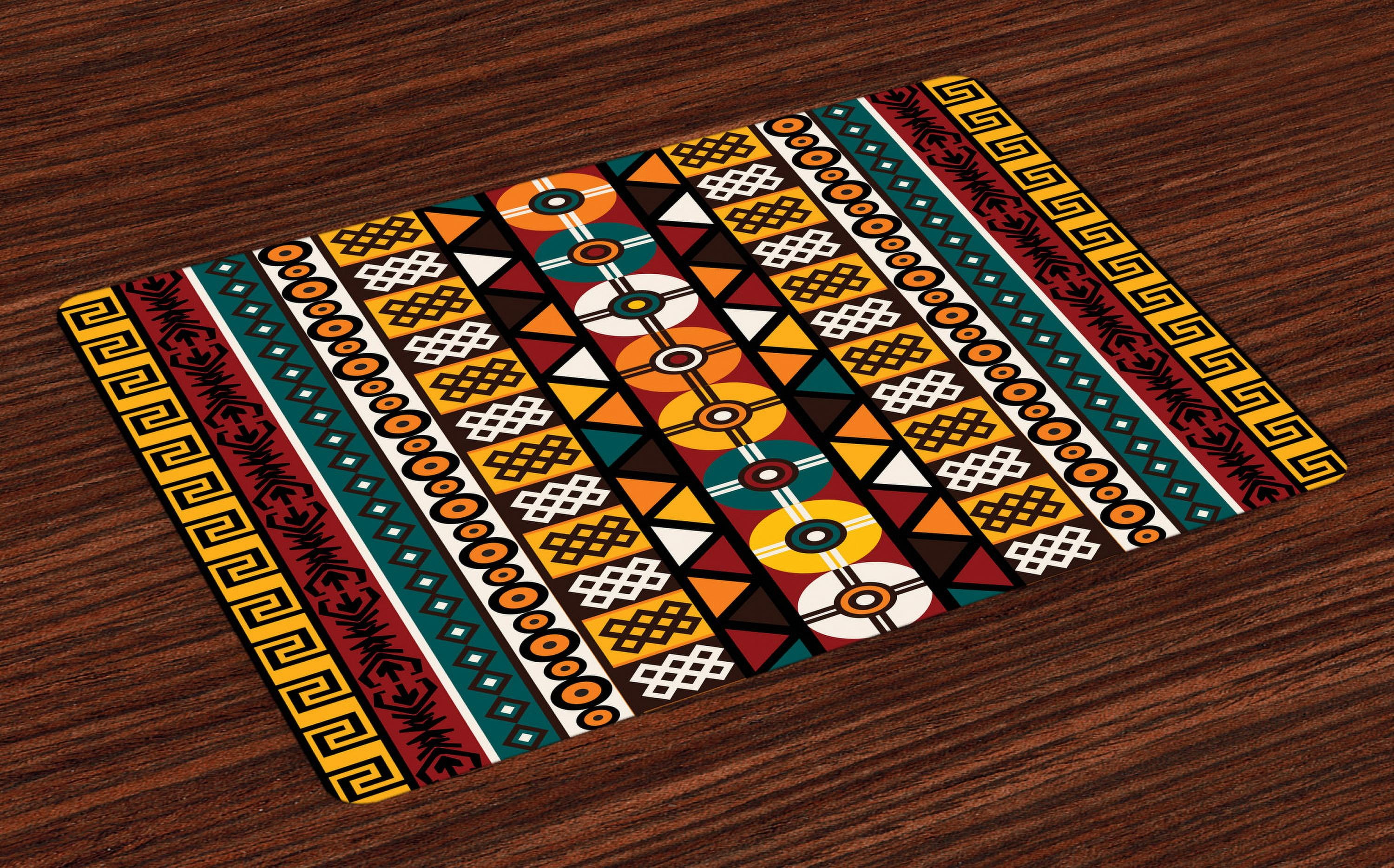 Ambesonne Kente Pattern Place Mats Set of 4, Prehistoric Borders ...