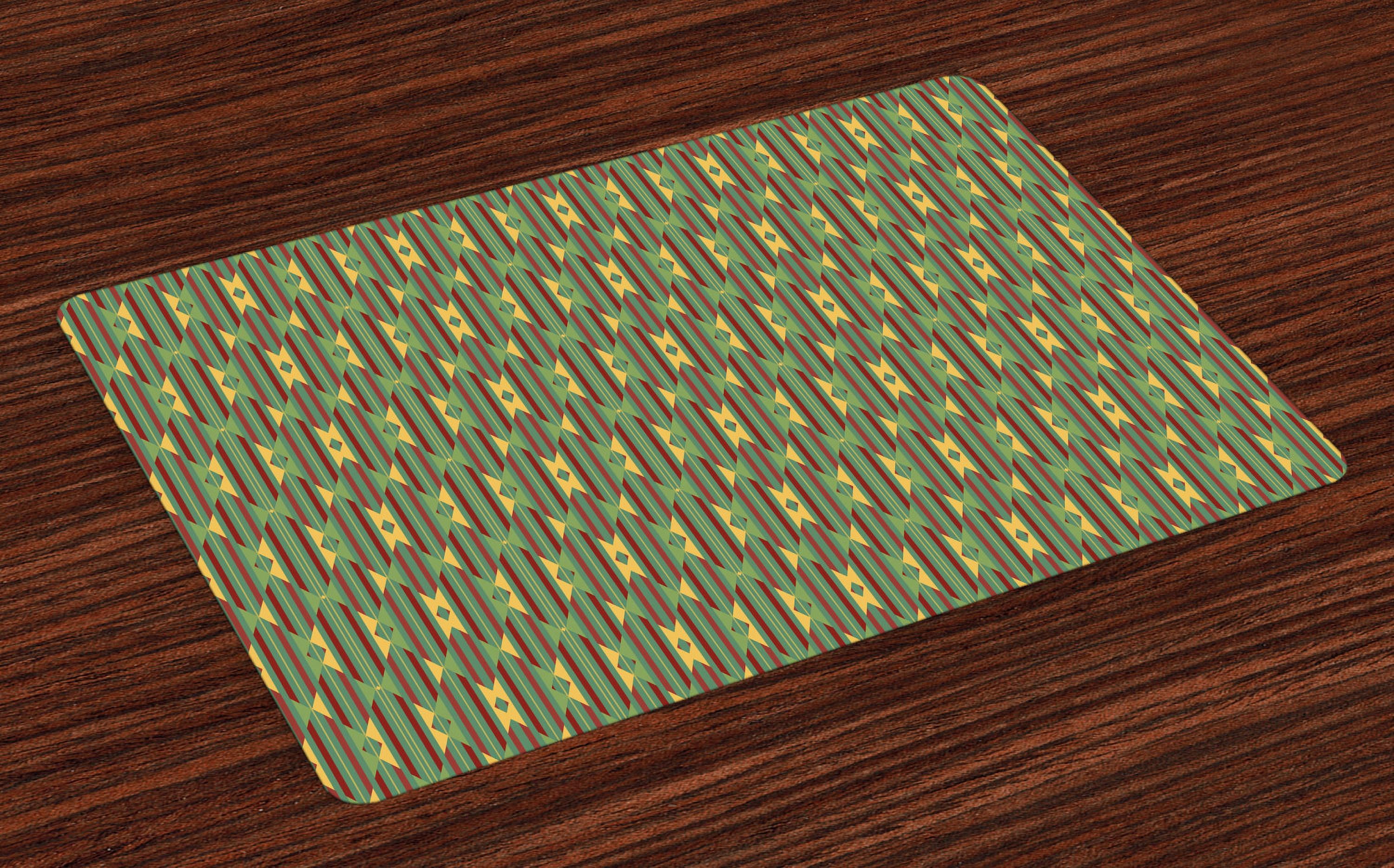 Ambesonne Kente Pattern Place Mats Set of 4, Retro Striped, Standard ...