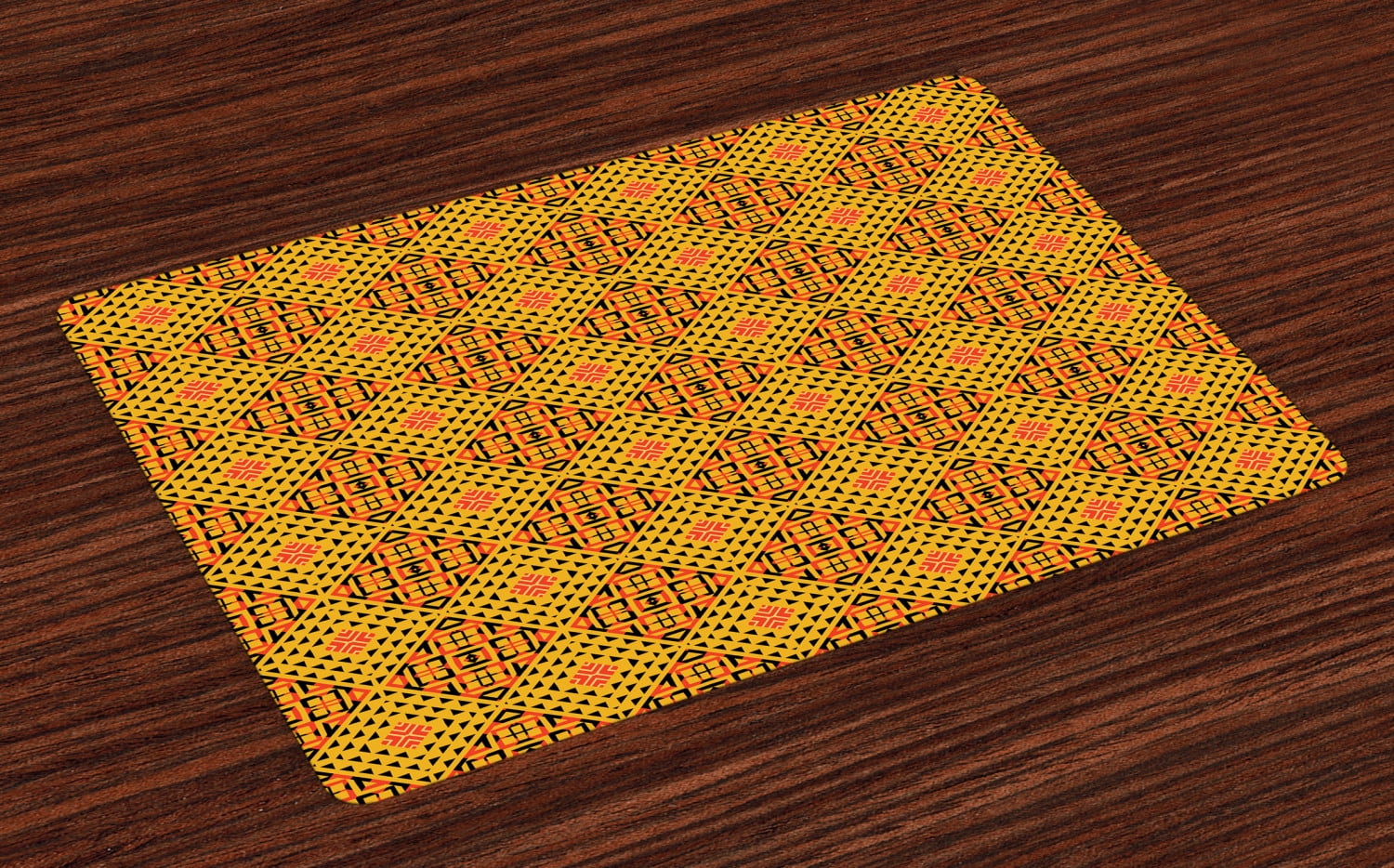 Ambesonne Kente Pattern Place Mats Set of 4, Warm Tones Tribal ...