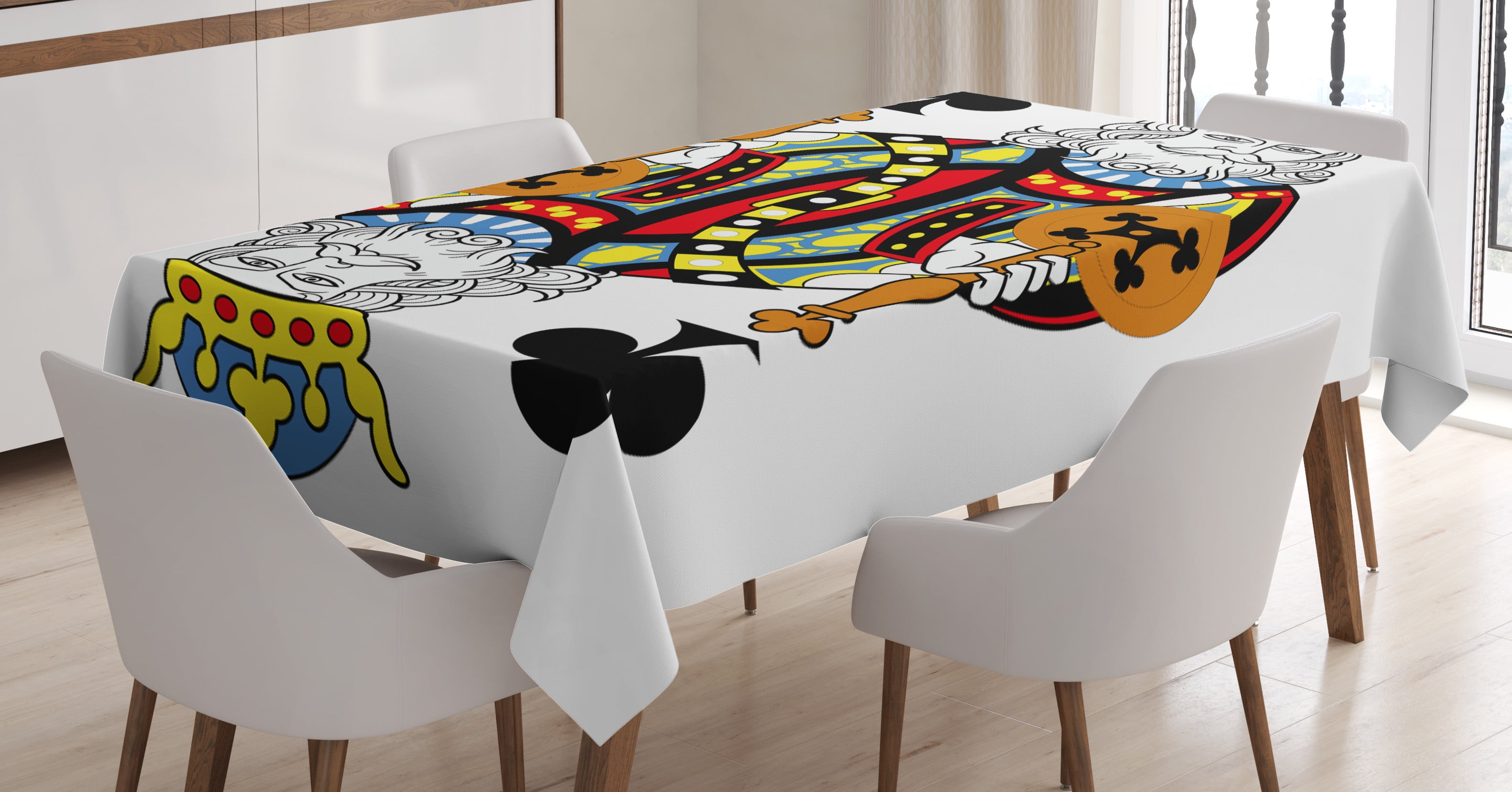 Ambesonne King Tablecloth Rectangular Table Cover, King of Clubs Gamble ...