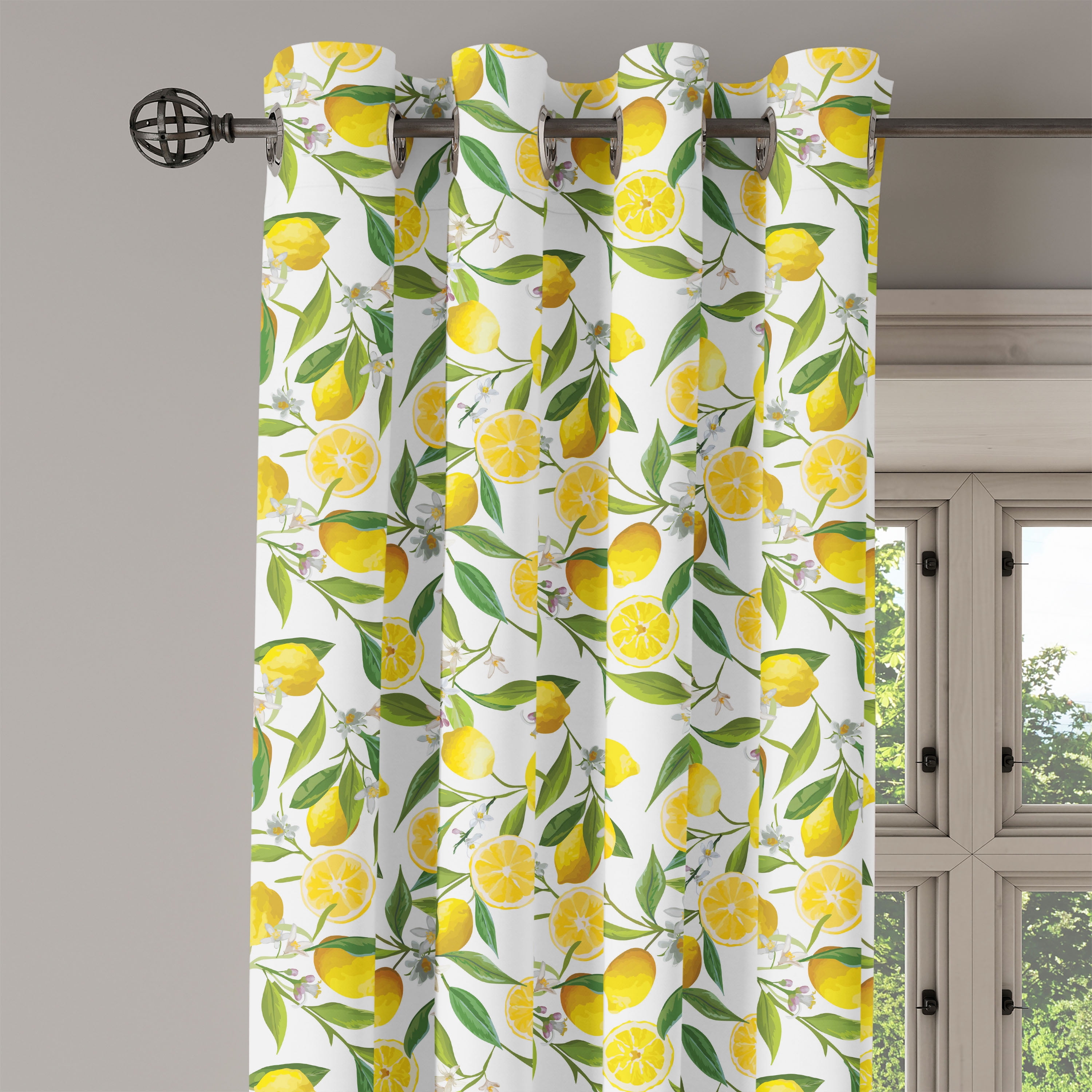 Ambesonne Kitchen Grommet Curtain Single Panel, Exotic Delicious Garden ...