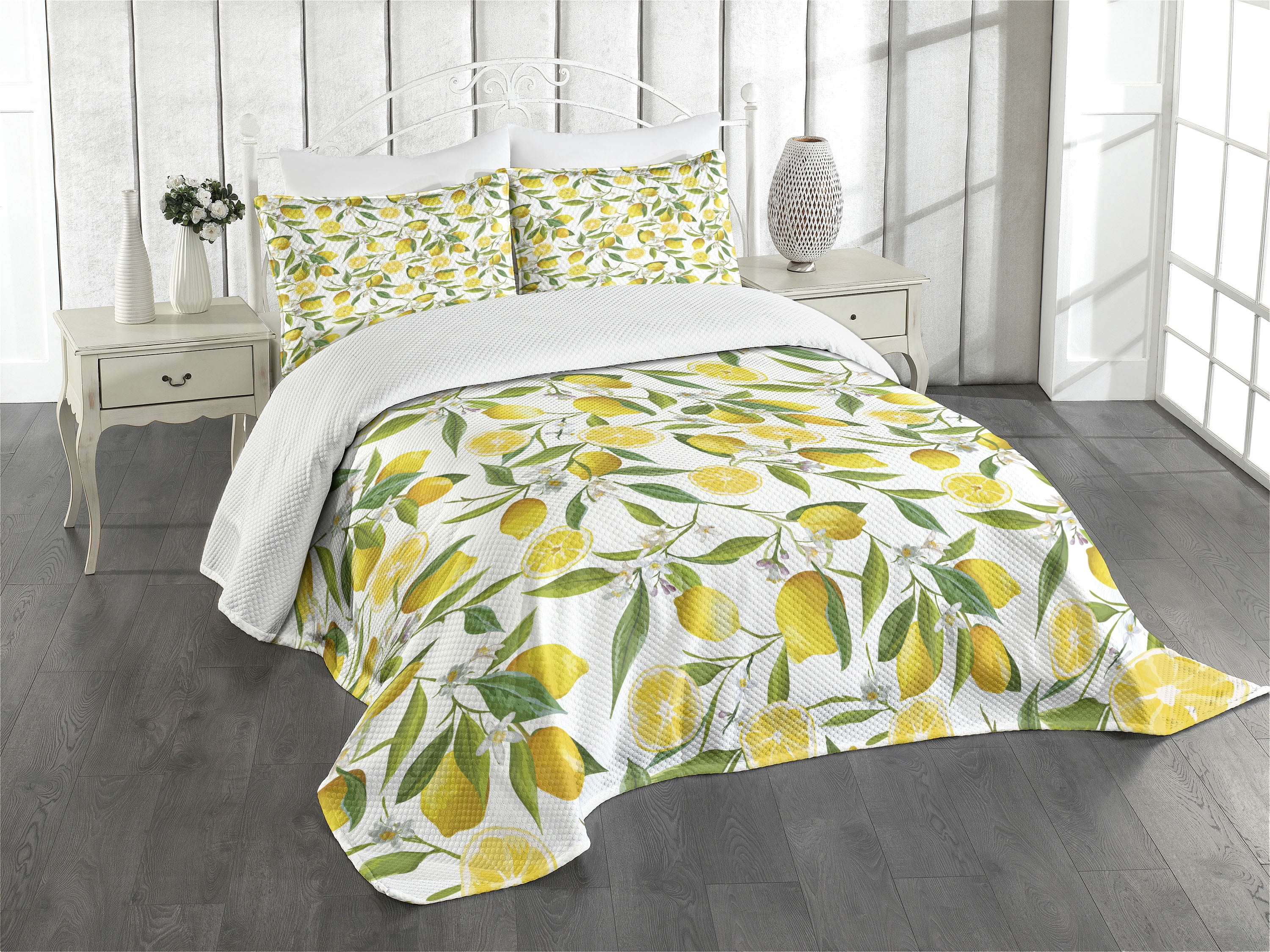 Ambesonne Kitchen Quilted Bedspread Set 3 Pcs, Exotic Delicious Garden ...