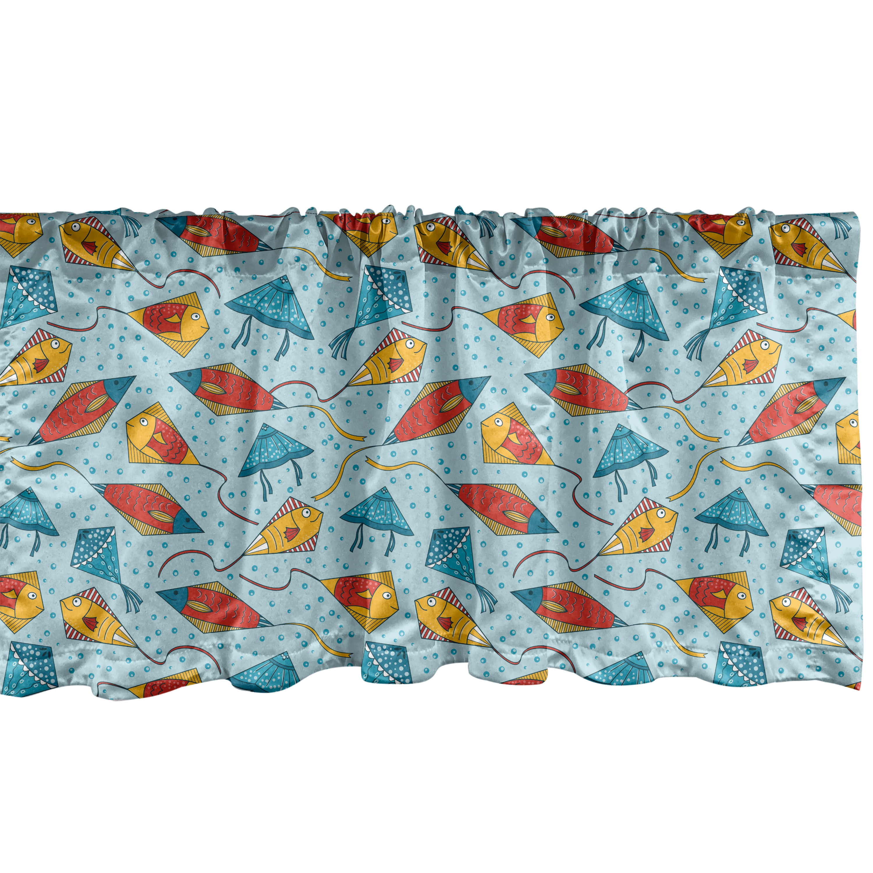 Ambesonne Kites Window Valance, Fish Kites with Scales and Stripes on ...