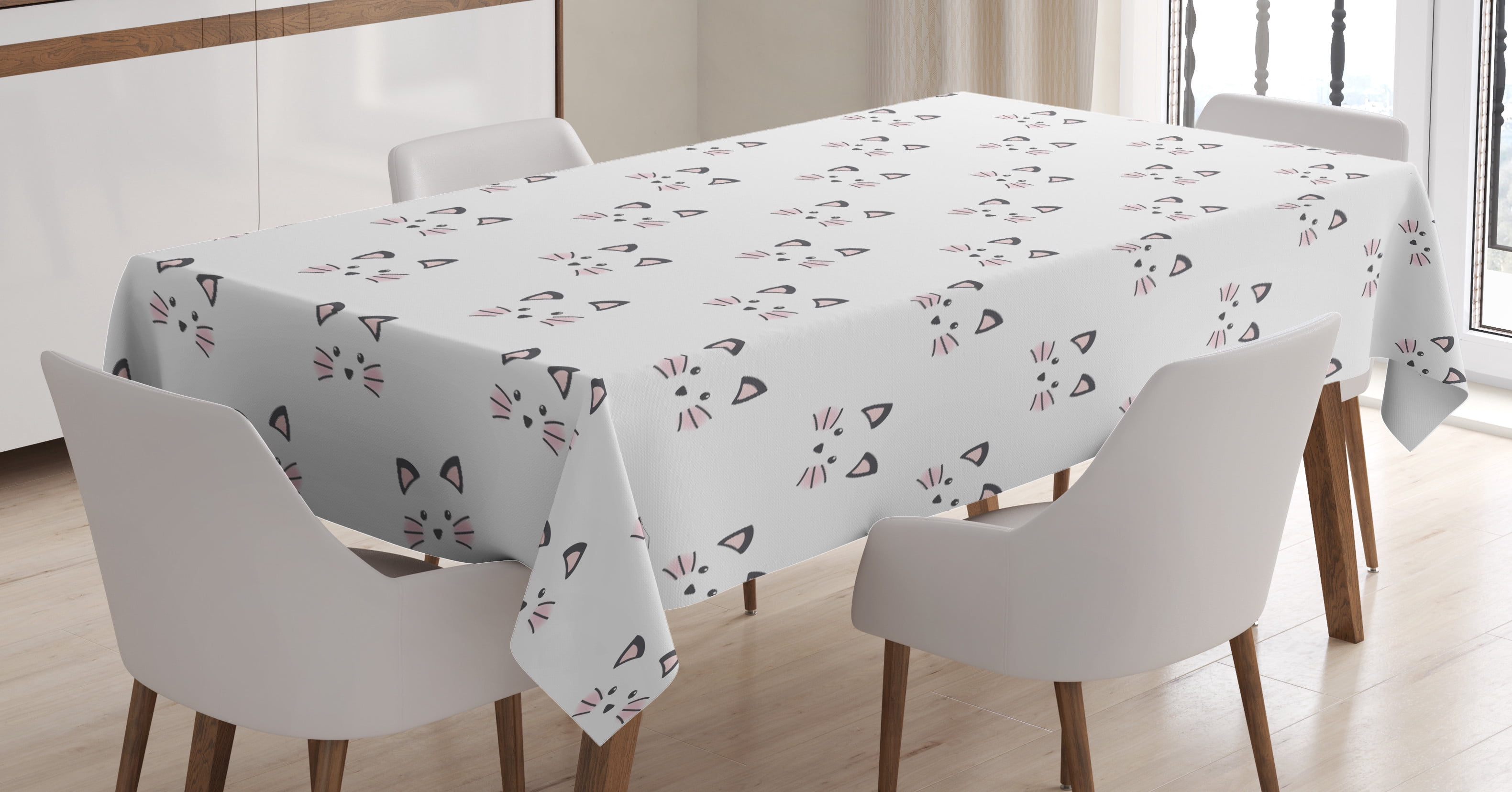 Ambesonne Kitten Tablecloth Rectangular Table Cover, Blushing Face ...