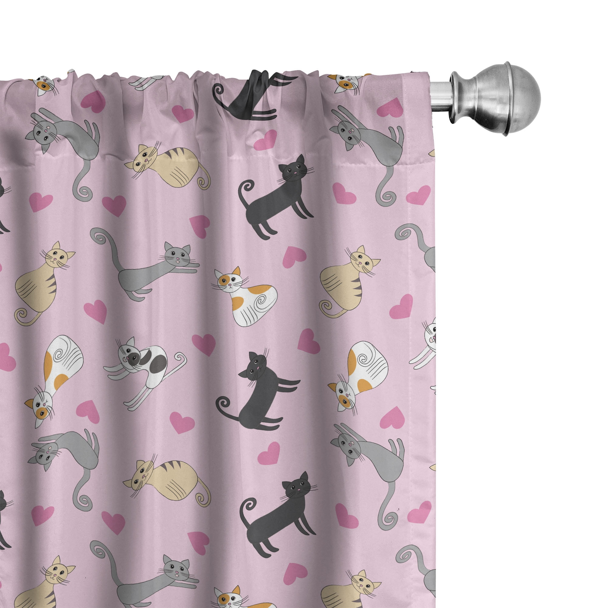 Ambesonne Kitty Curtains, Colorful Different Cats, Pair of 28"x63 ...