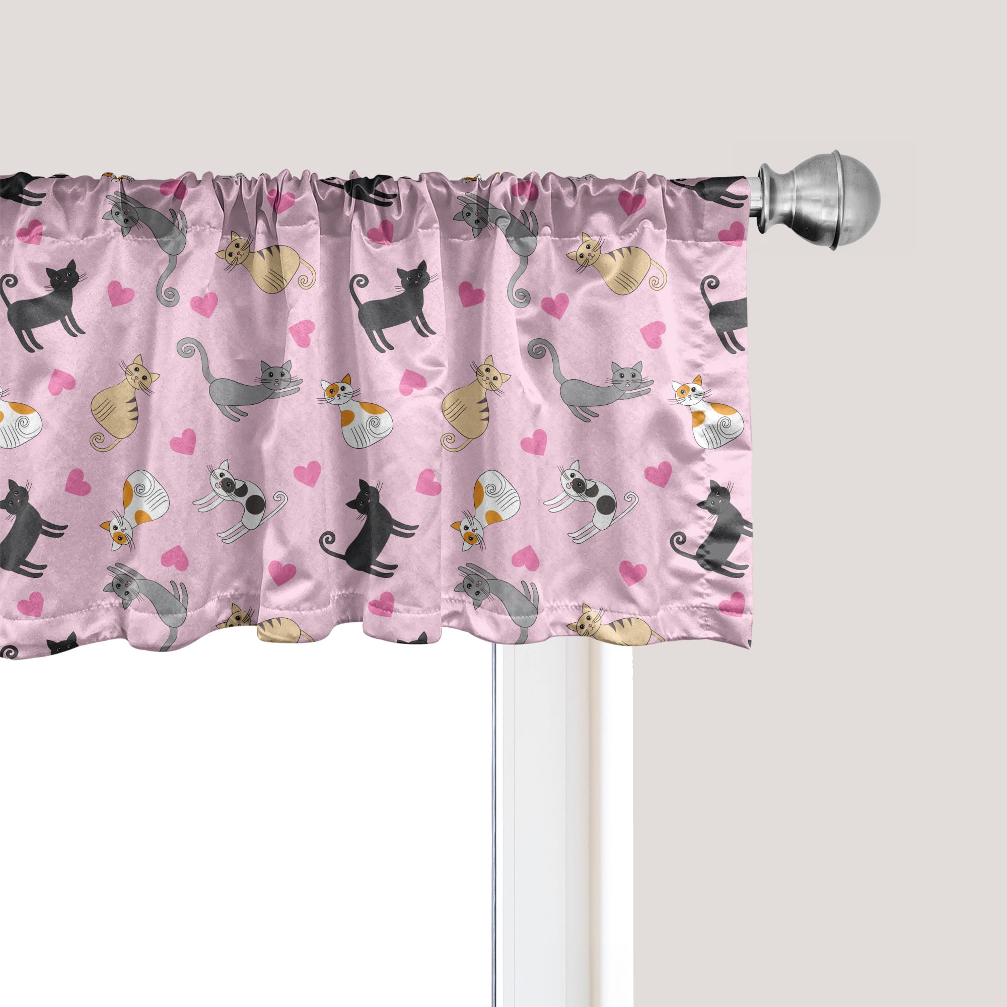 Ambesonne Kitty Window Valance, Colorful Different Cats, 54" X 18 ...