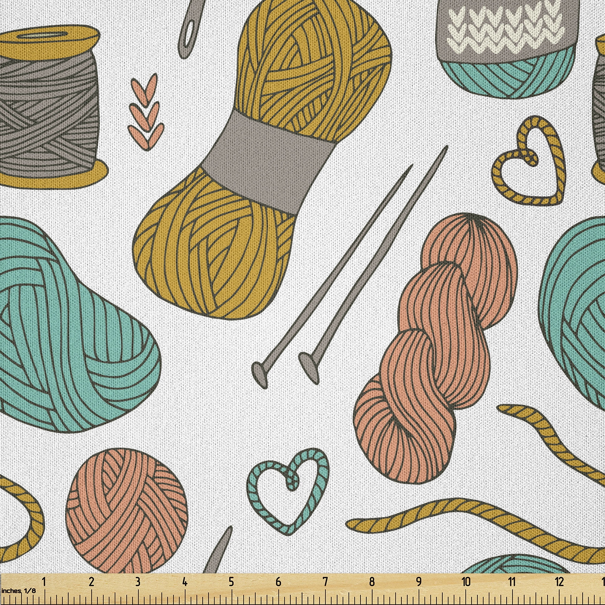 Ambesonne Knitting Fabric by the Yard Microfiber, Yarn Balls Crochet ...