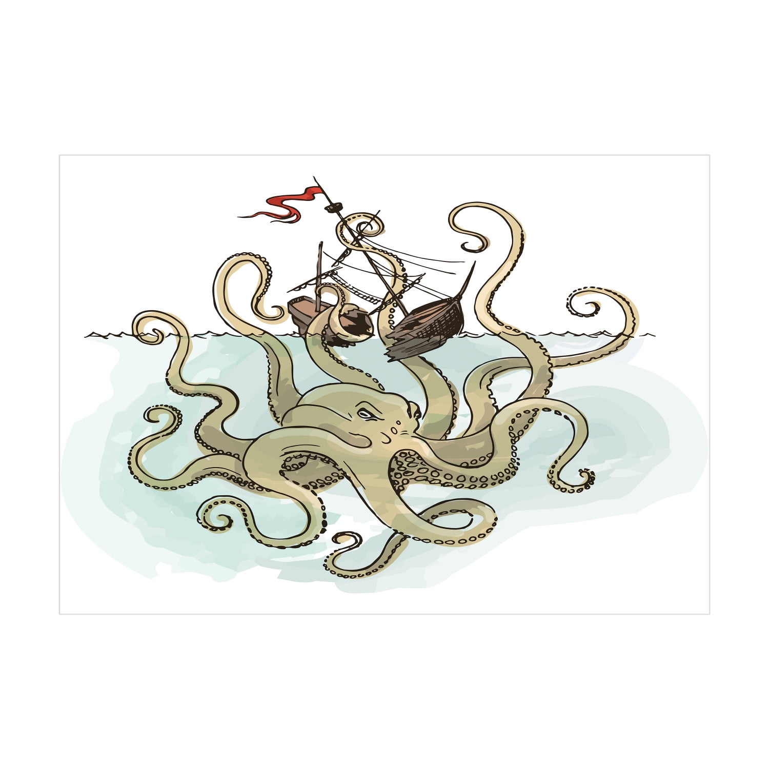 Ambesonne Kraken Jigsaw Puzzle, Pirate Ship Greek Myth, Heirloom ...