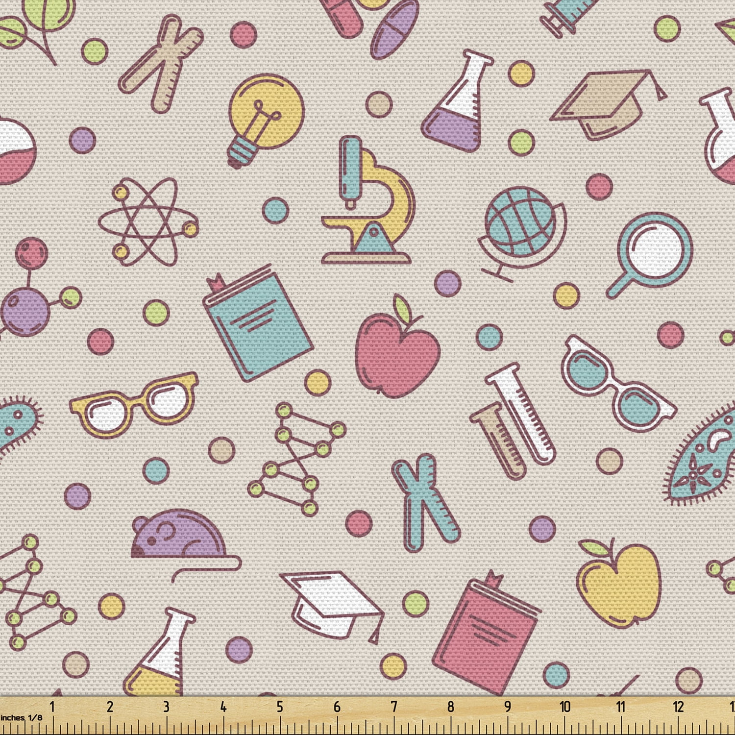 Ambesonne Lab Fabric by the Yard Upholstery, Colorful Science Research ...