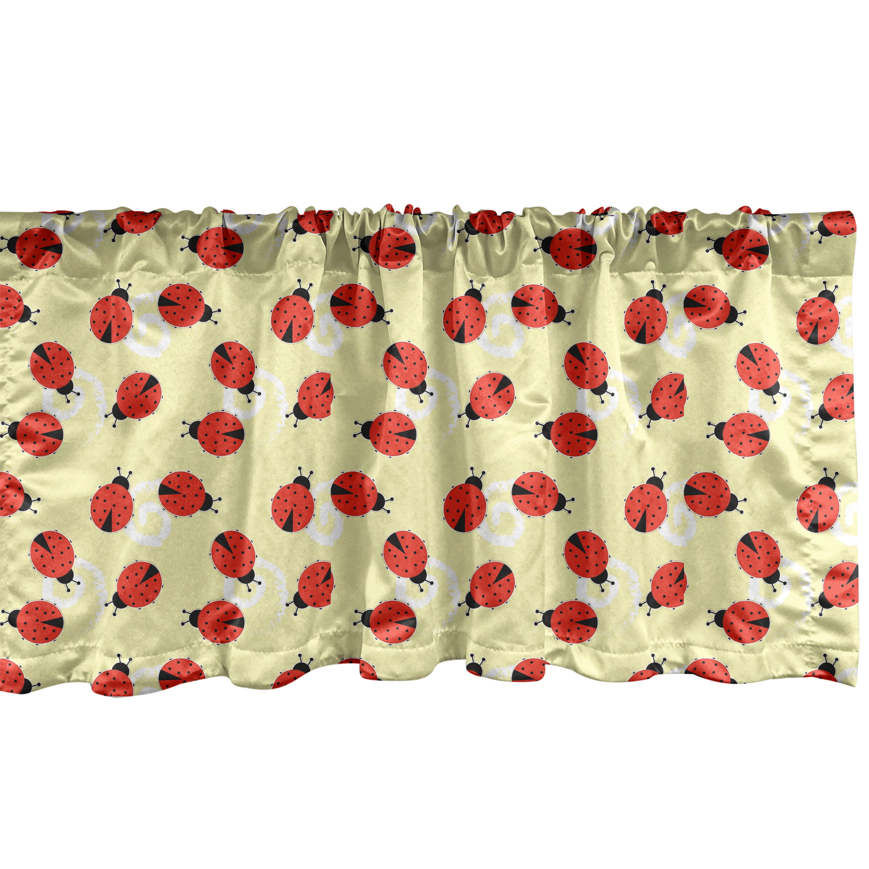 Ambesonne Ladybug Window Valance, Ladybugs and Swirls, 54" X 12", Pale ...
