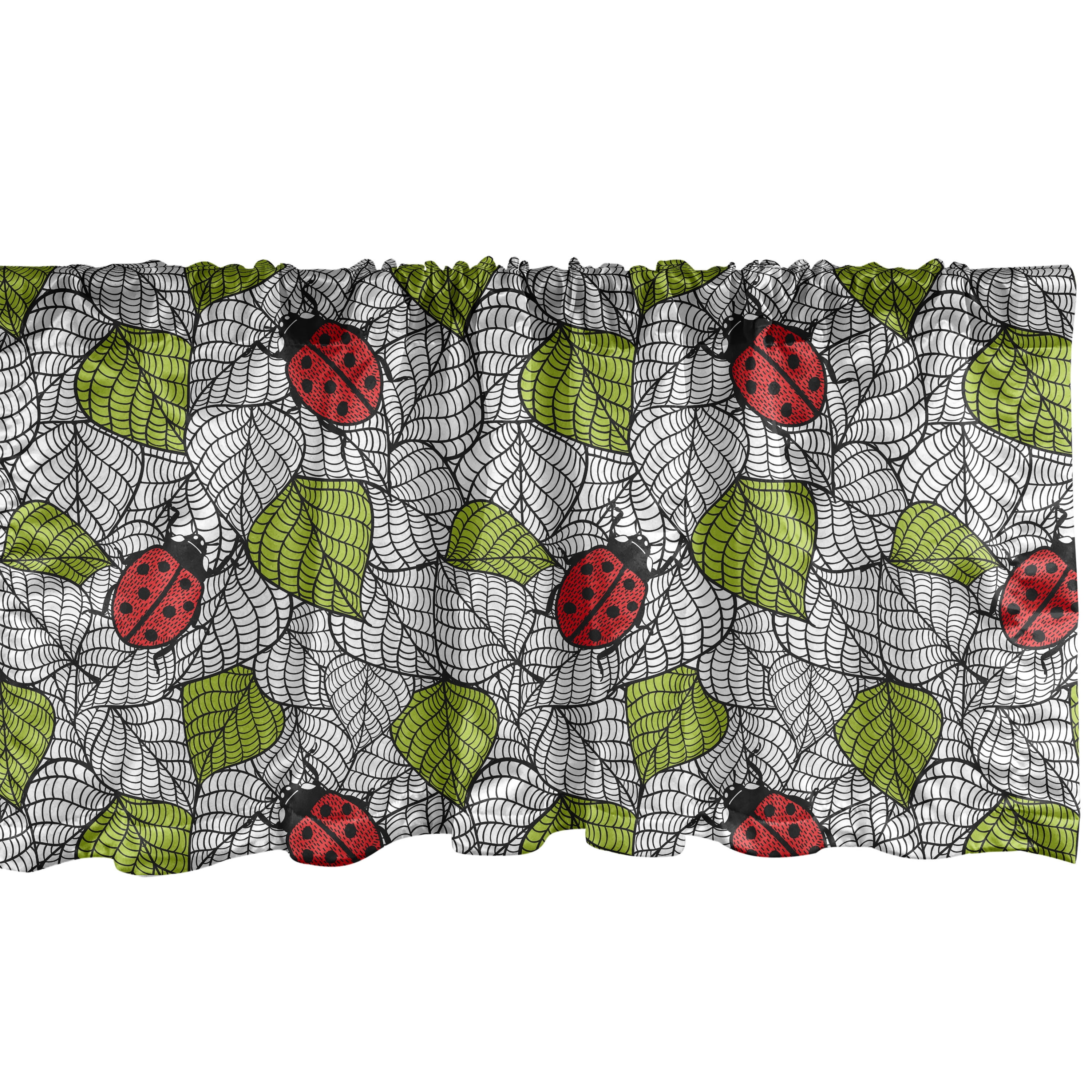 Ambesonne Ladybugs Window Valance, Ecological Inspiration, 54" X 18 ...