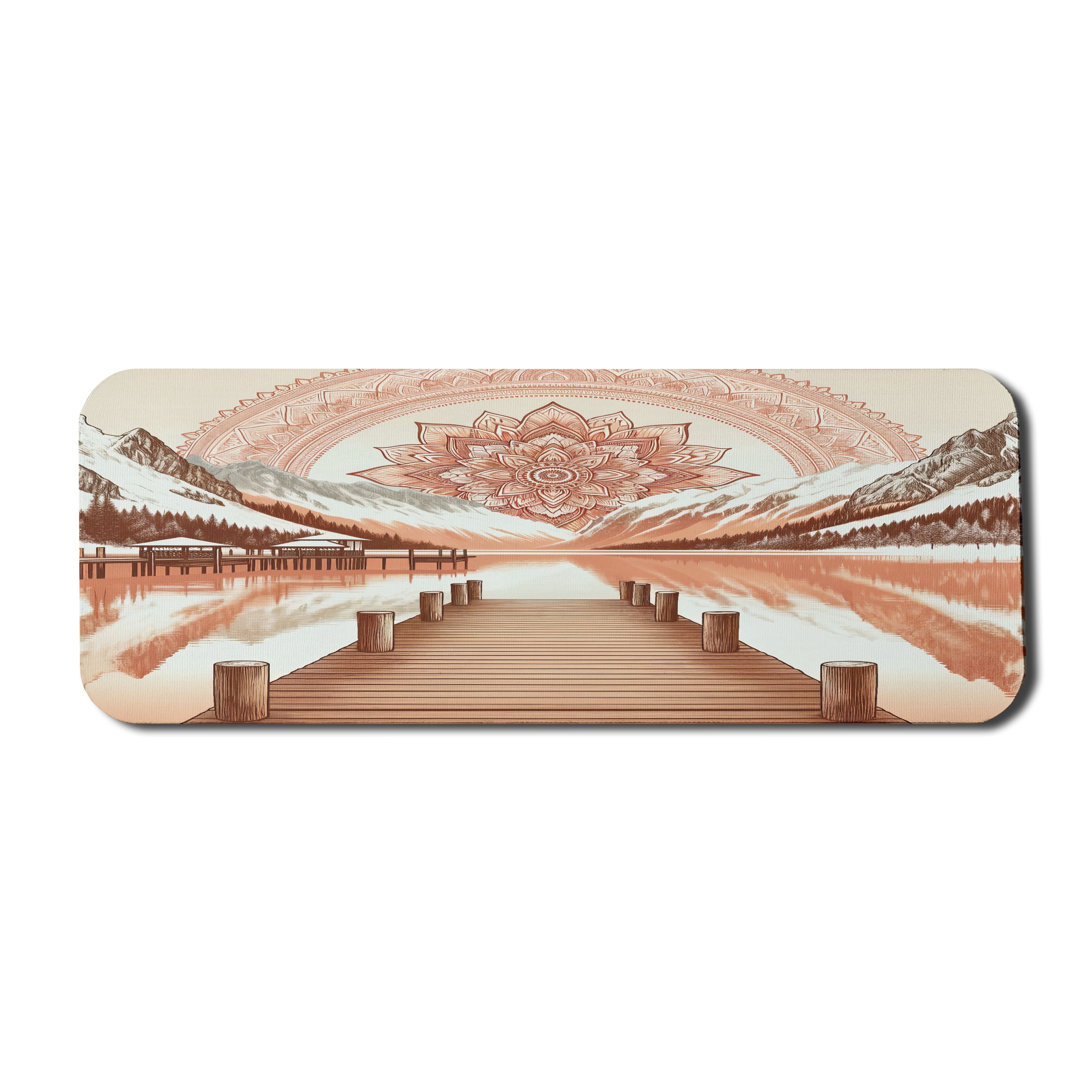 Ambesonne Lake Computer Mouse Pad, Mountains Pier and Mandala, 31" x 12 ...