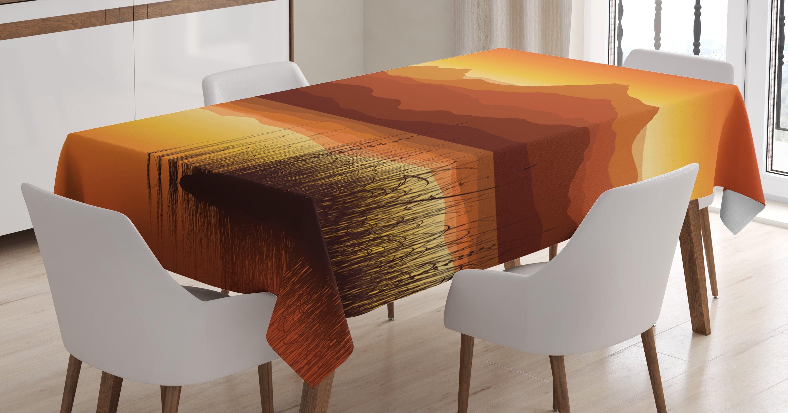 Ambesonne Lake Tablecloth Rectangular Table Cover, Abstract Mountains ...