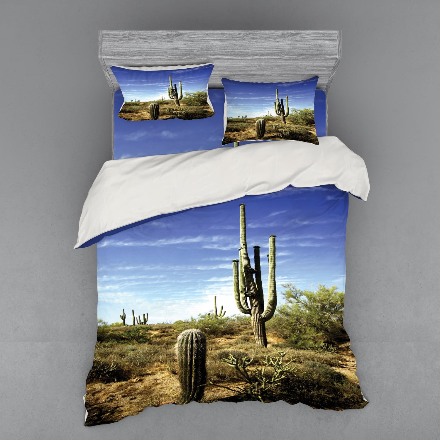 Ambesonne Landscape Bedding Set 4 Pcs, Cactus Spined Leaves, Queen ...